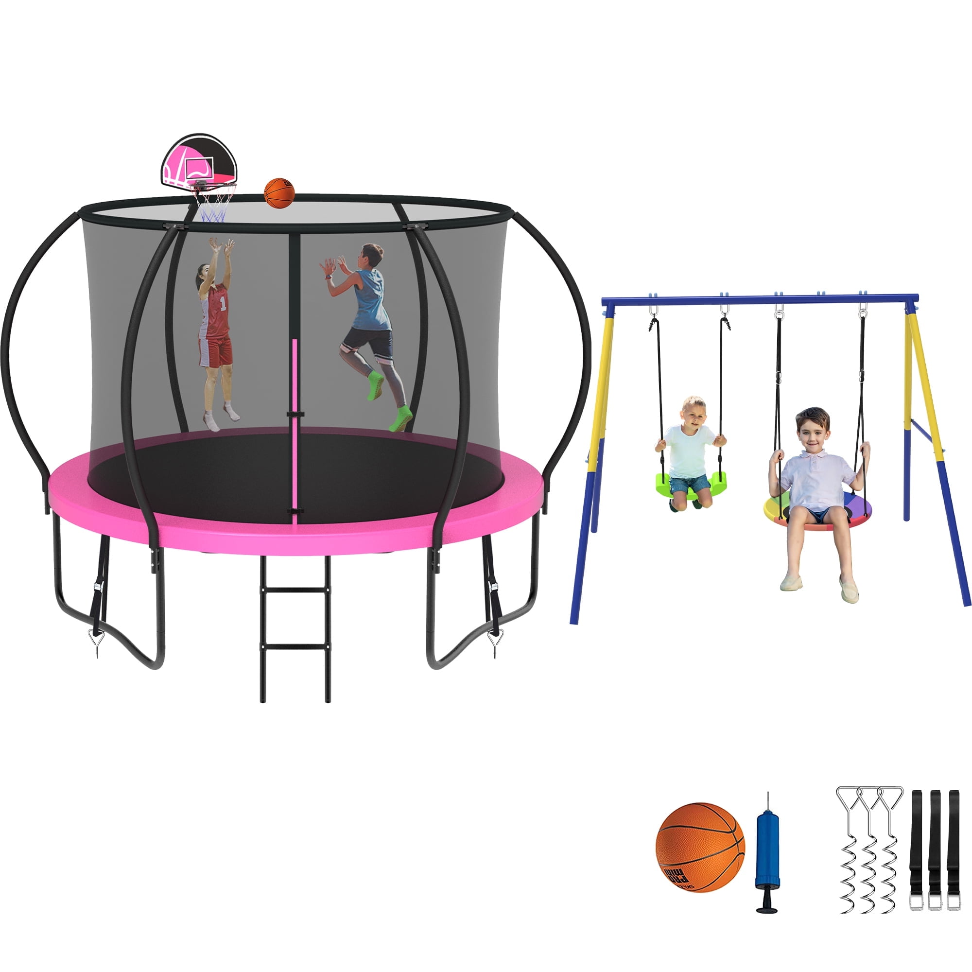 Jump Into Fun Trampoline 8 10 12 14 15 16FT, Trampoline with Enclosure ...