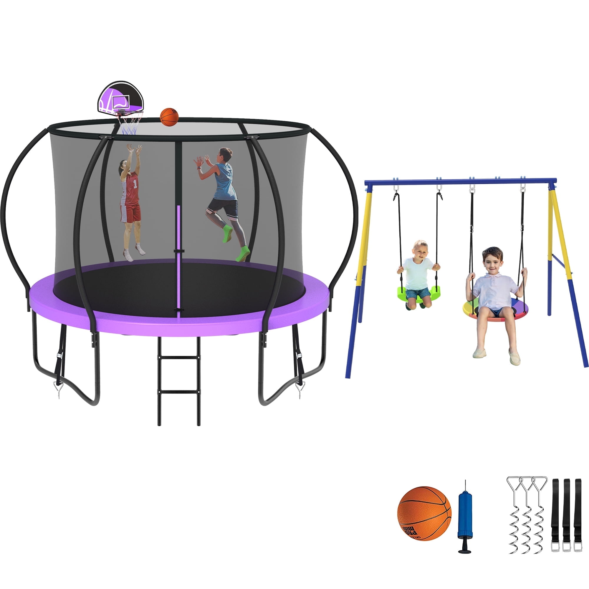 Jump Into Fun Trampoline 8 10 12 14 15 16FT, Trampoline with Enclosure ...