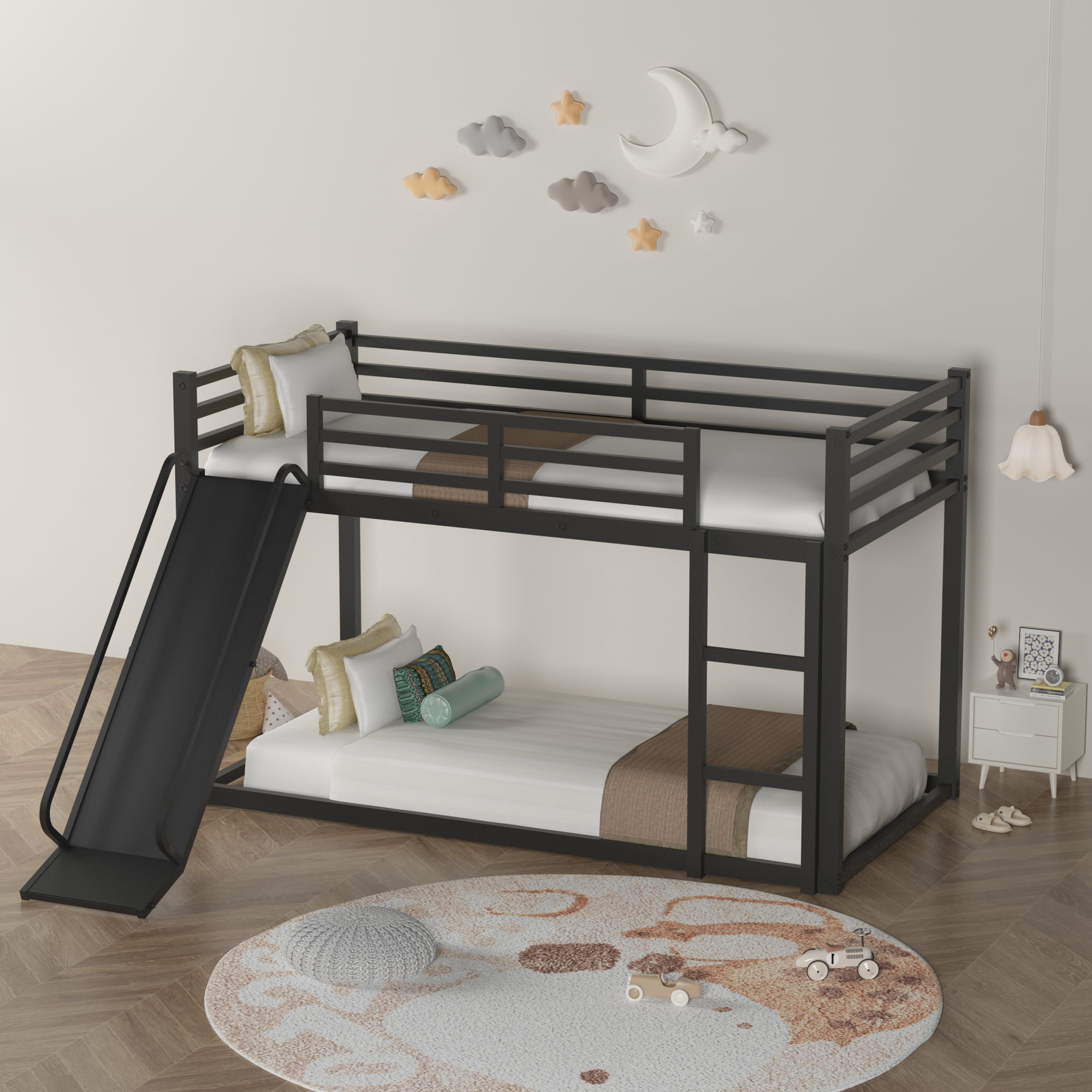 Kumix Bunk Bed Twin over Twin, Metal Bunk Bed for Kids Adults, Low Bunk ...