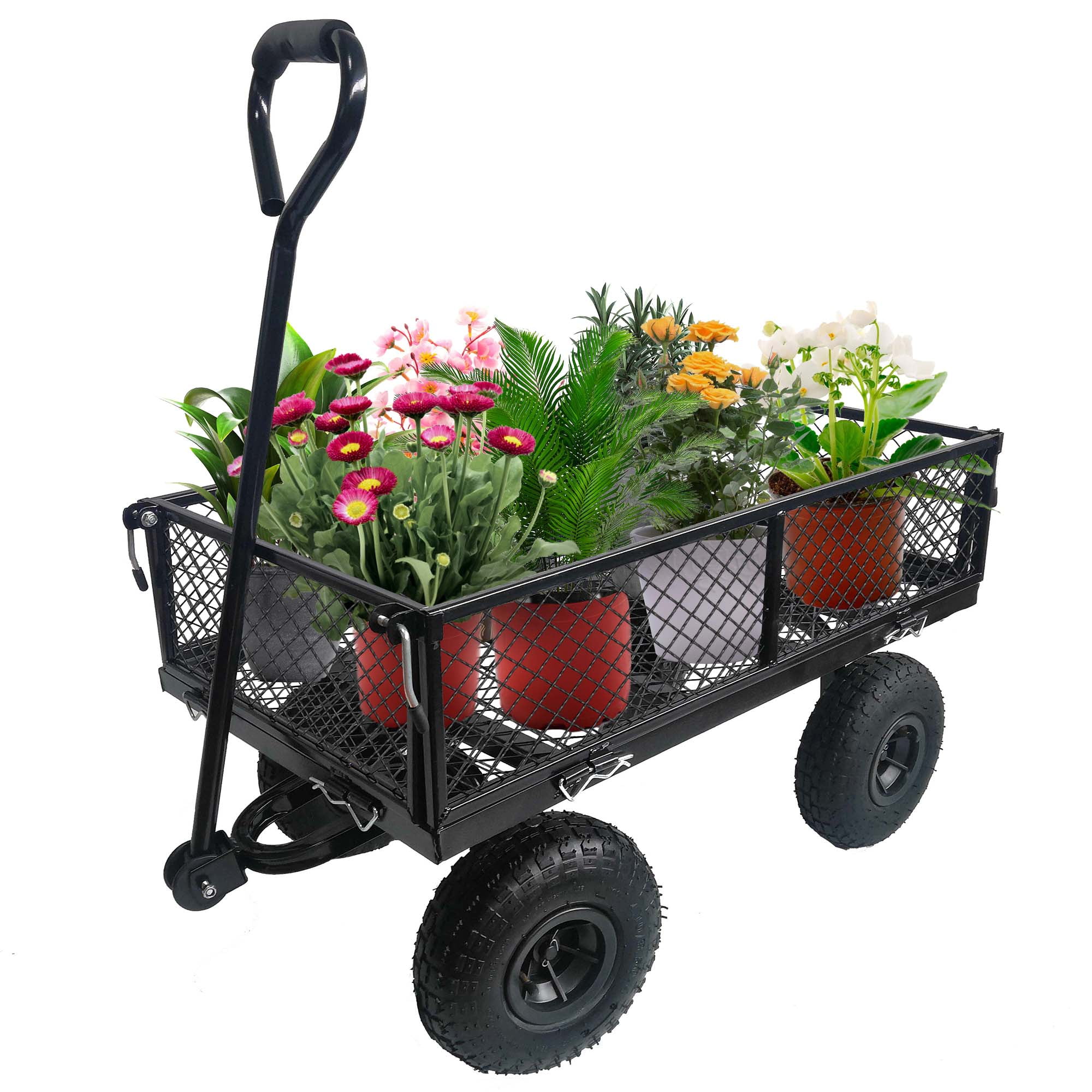 Jump Into Fun Foldable Metal Garden Cart with Big Wheels, Collapsible ...
