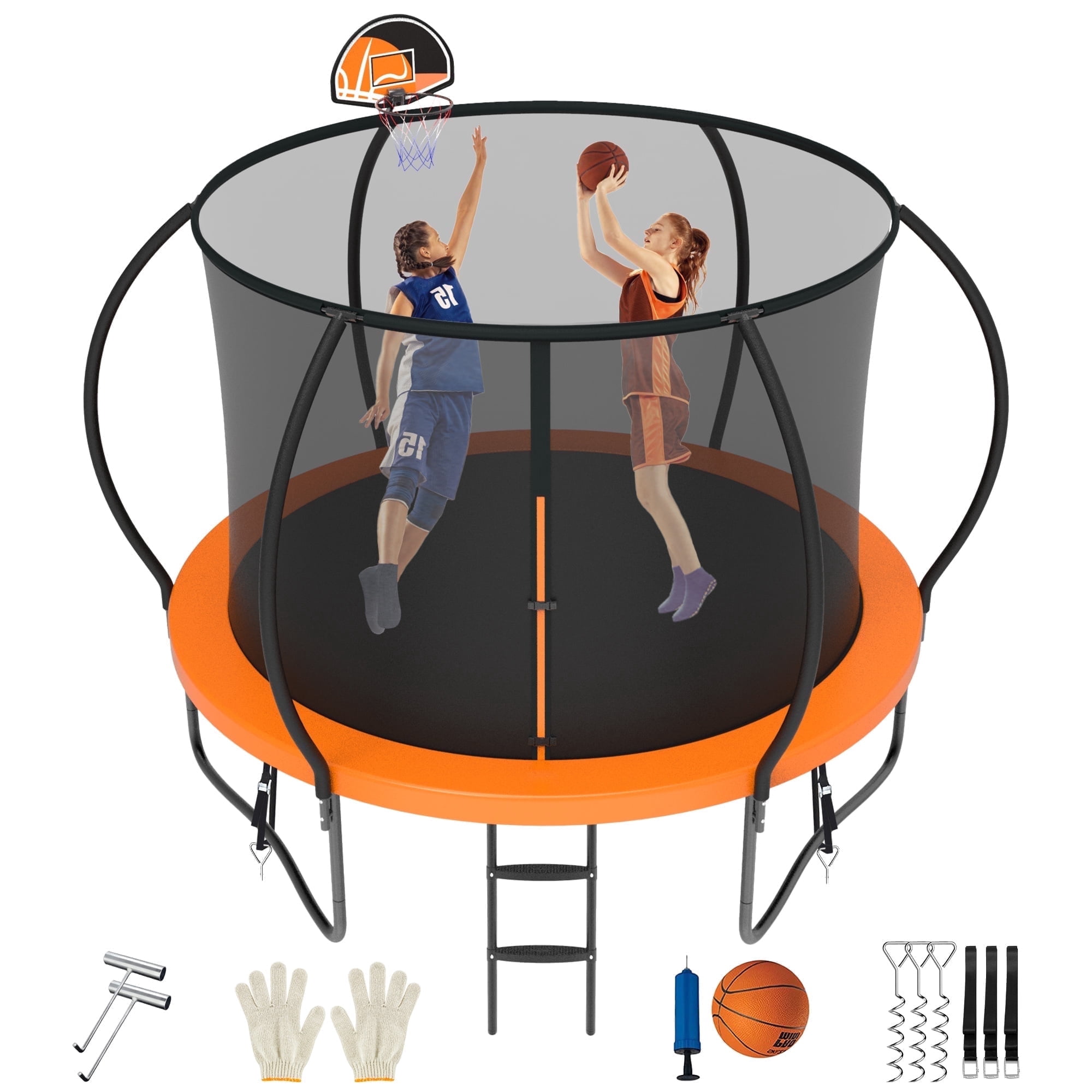 Jump Into Fun Trampoline 10FT, 1000LBS Trampoline for 3-4 Kids/1-2 ...