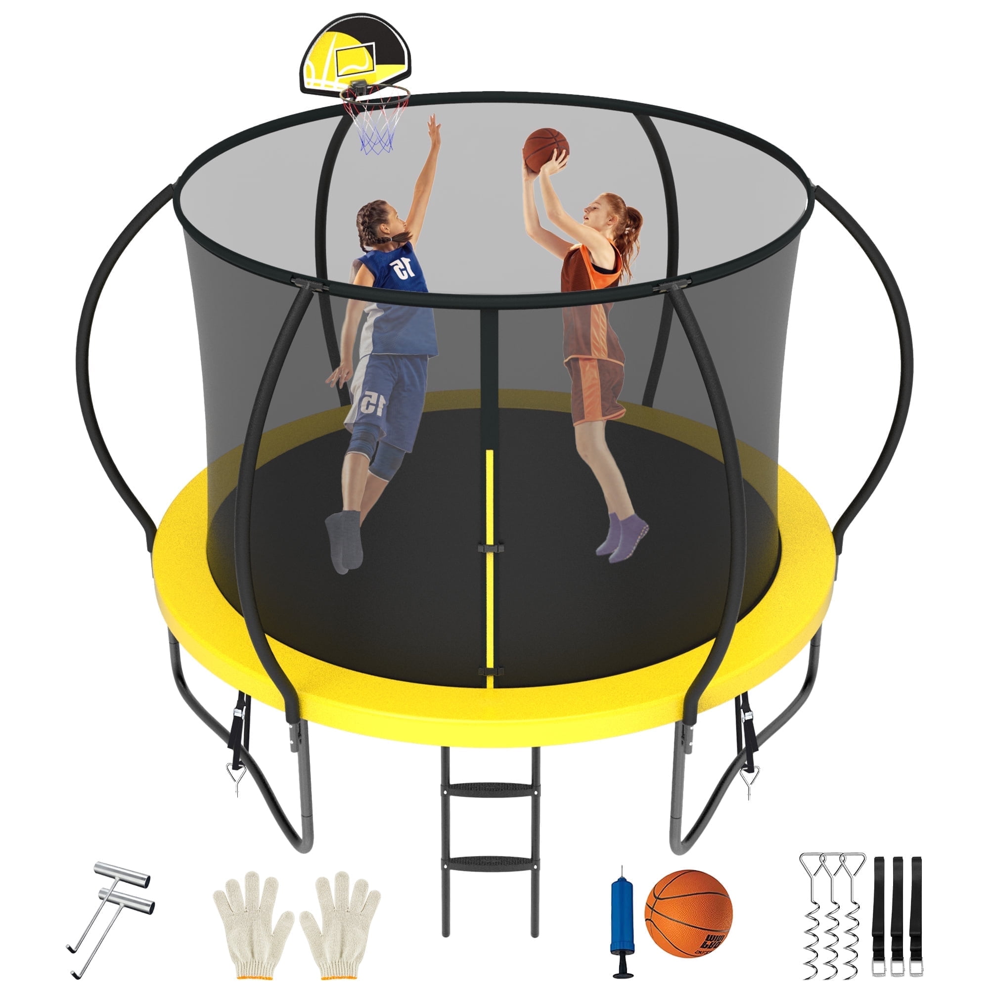 Jump Into Fun Trampoline 10FT, 1000LBS Trampoline for 3-4 Kids/1-2 ...