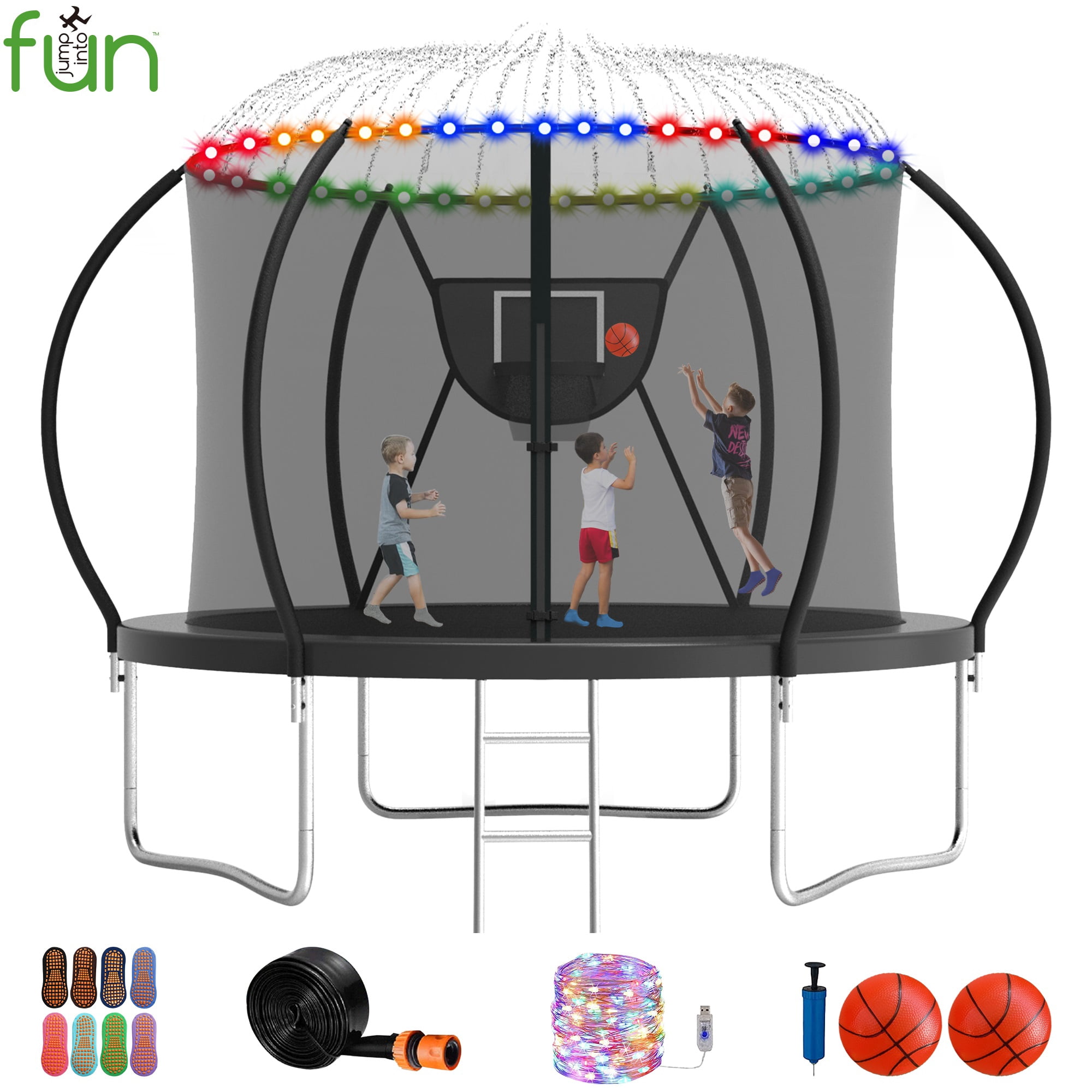 Jump Into Fun Trampoline 10FT 1000LBS, Trampoline for Adults/ 3-4 Kids ...