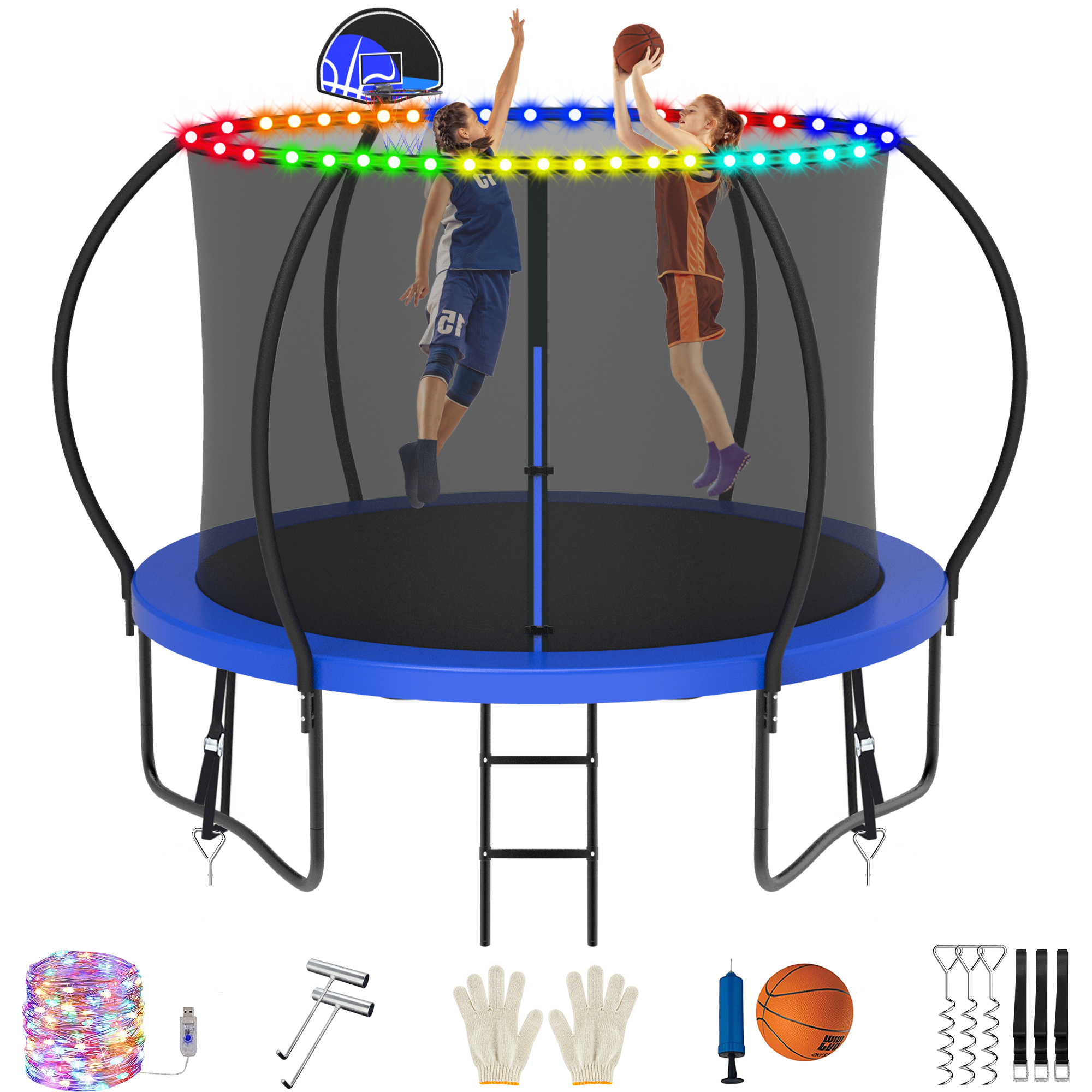 Jump Into Fun Trampoline, 10FT 1000LBS Trampoline for 4-5 Kids, Pumpkin ...