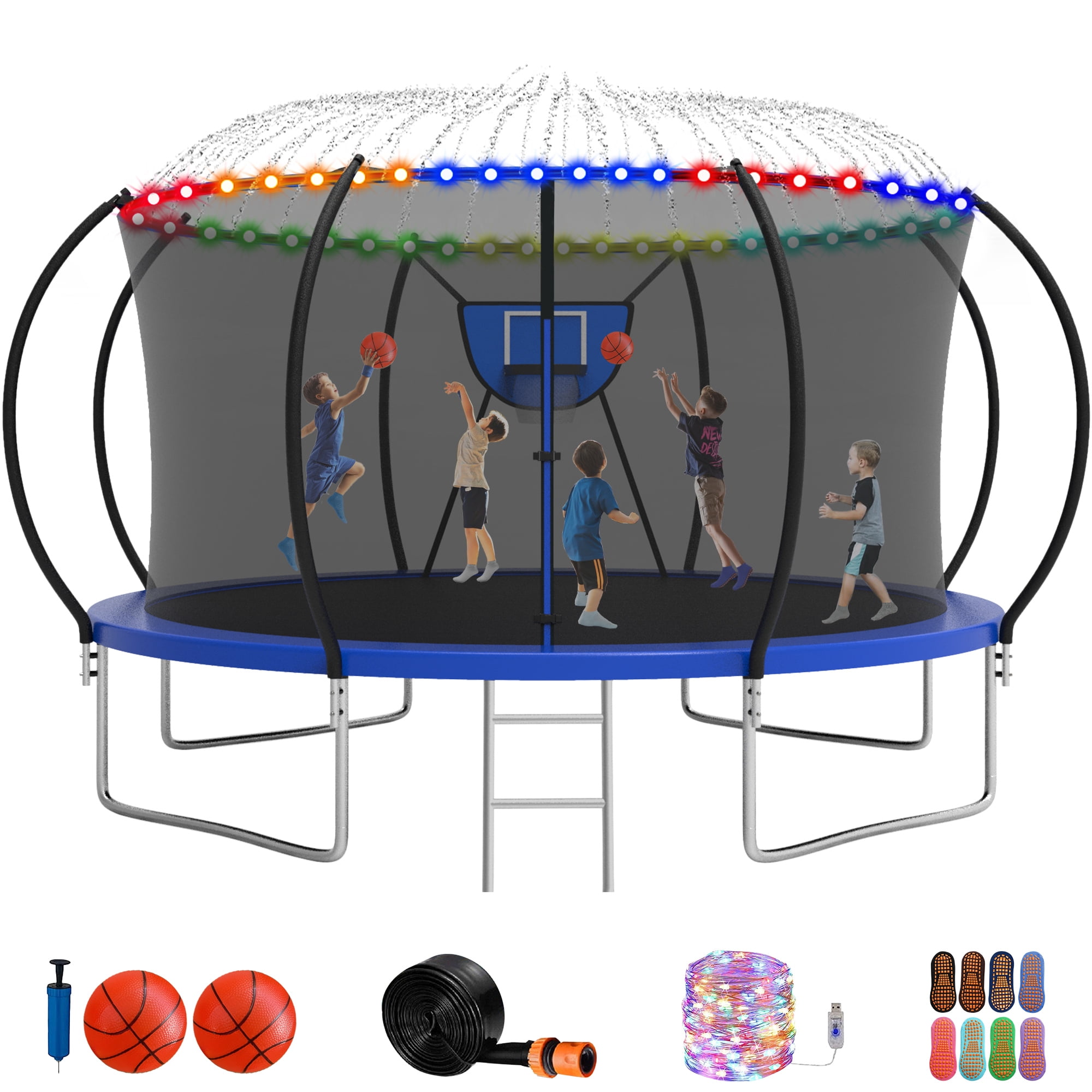 Jump Into Fun Trampoline, 10FT 12FT 14FT 16FT 1400LBS Trampoline for ...
