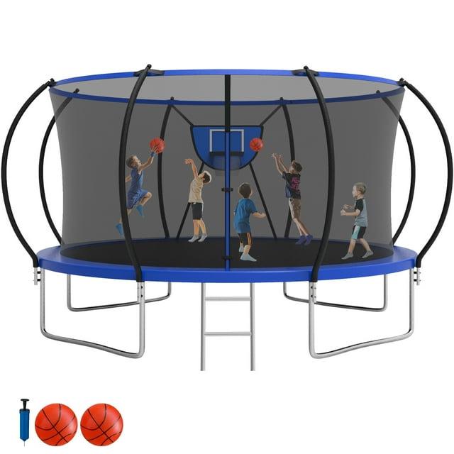 Jump Into Fun Trampoline, 10FT 12FT 14FT 16FT 1400LBS Trampoline for ...