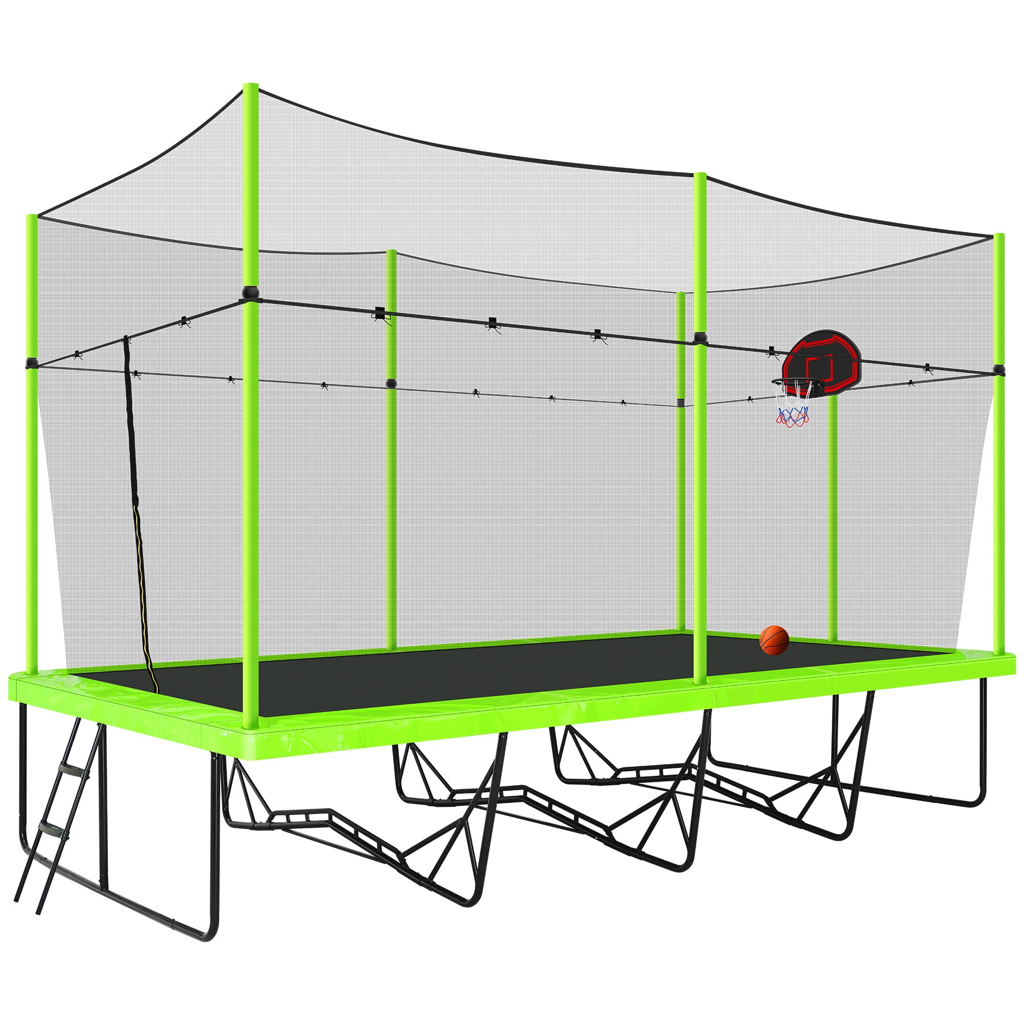 10FT x 17FT Rectangle Trampoline with Enclosure, Basketball Hoop, for ...