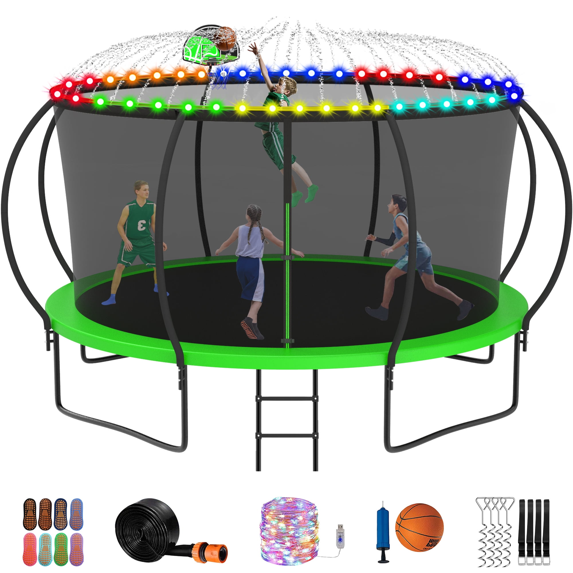 Jump Into Fun Trampoline 12 14 15 16FT, 1400LBS Trampoline for 3-4 ...