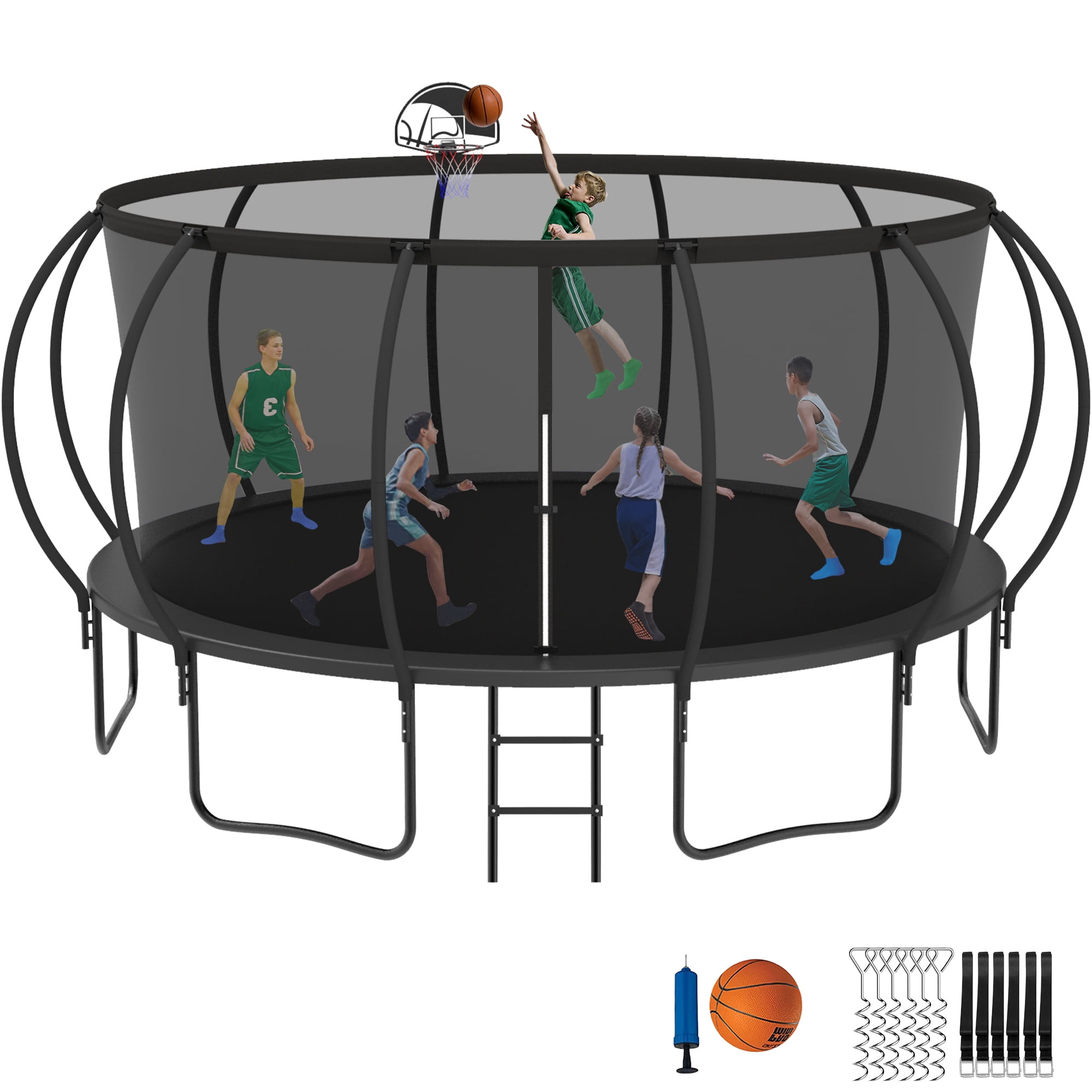 Jump Into Fun Trampoline 12 14 15 16FT, 1500LBS Trampoline for 3-5 ...