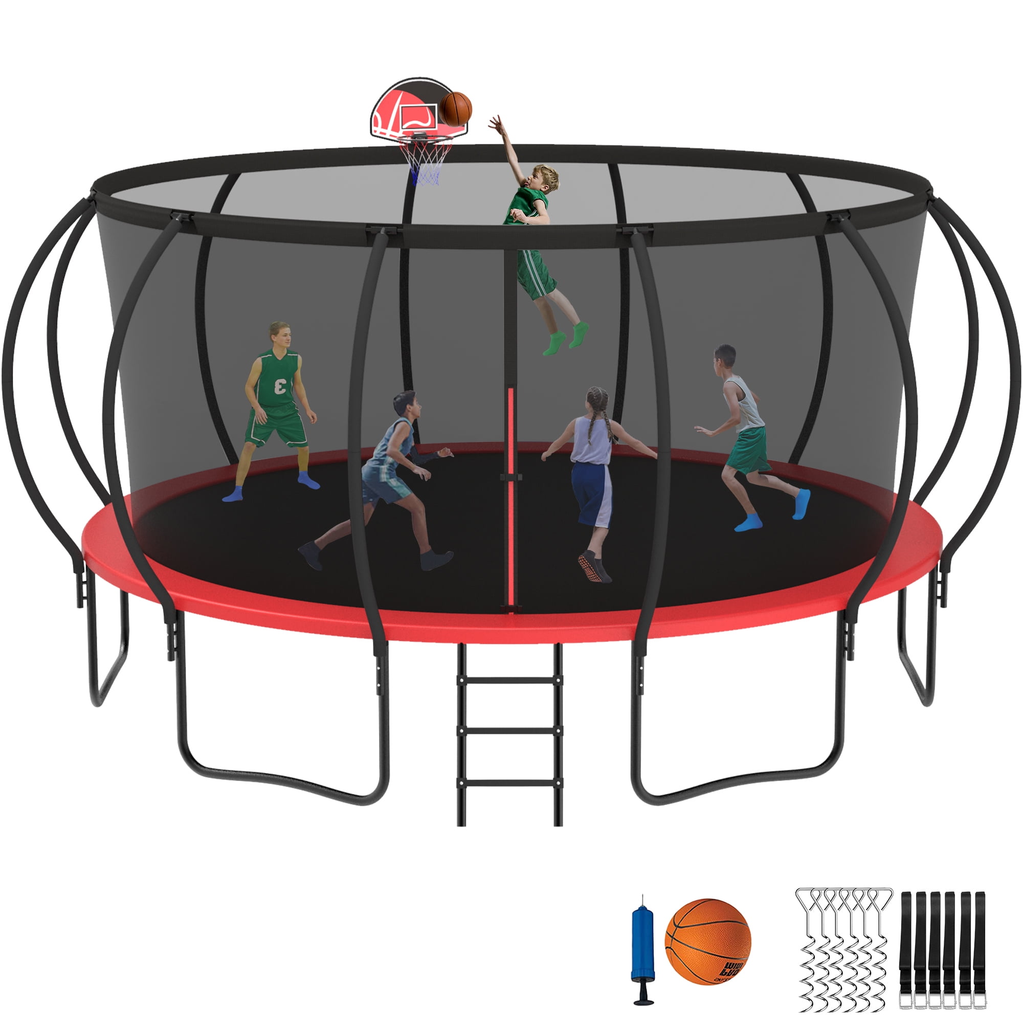 Jump Into Fun Trampoline 12 14 15 16FT, 1500LBS Trampoline for 4-6 ...