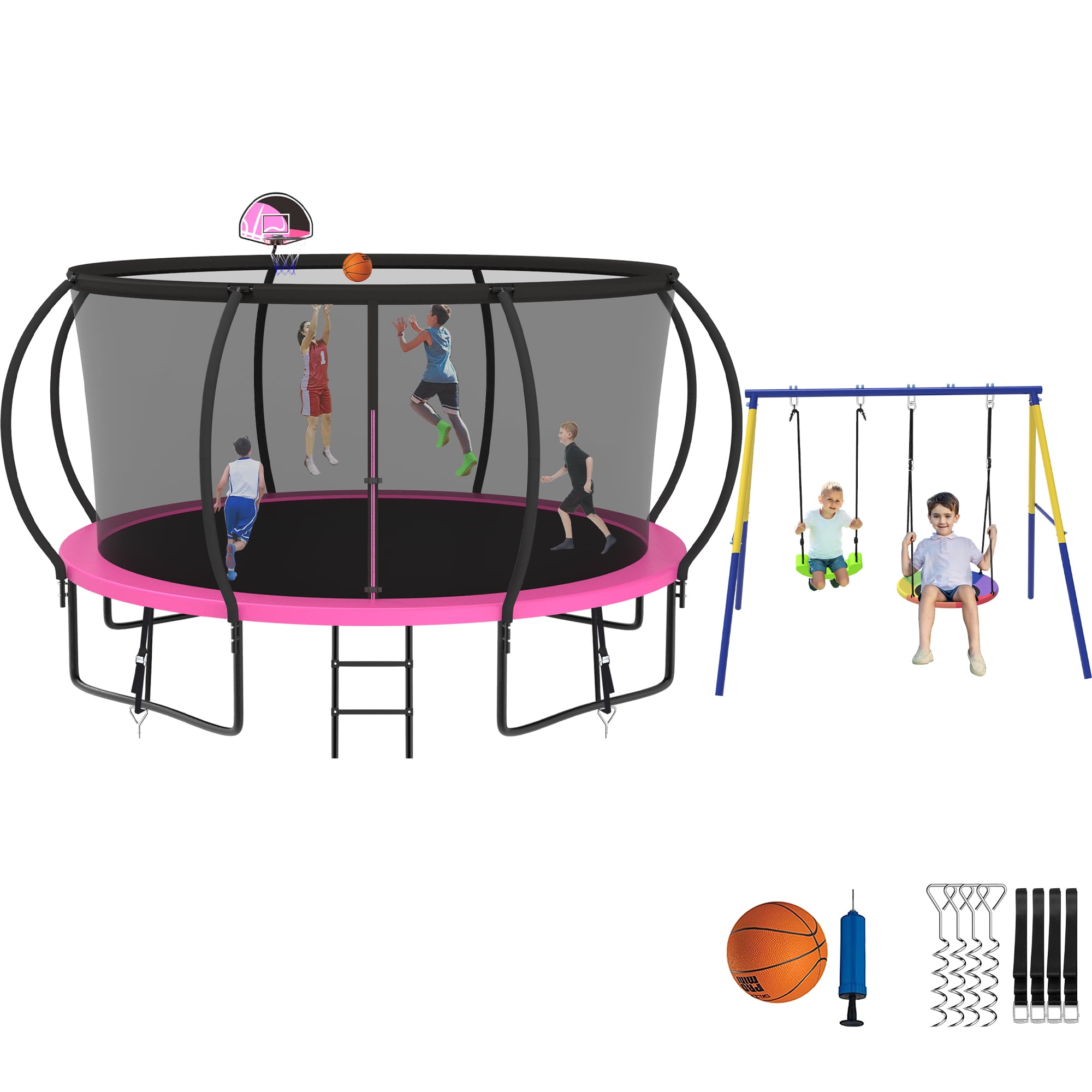Jump Into Fun Trampoline 8 10 12 14 15 16FT, Trampoline with Enclosure ...