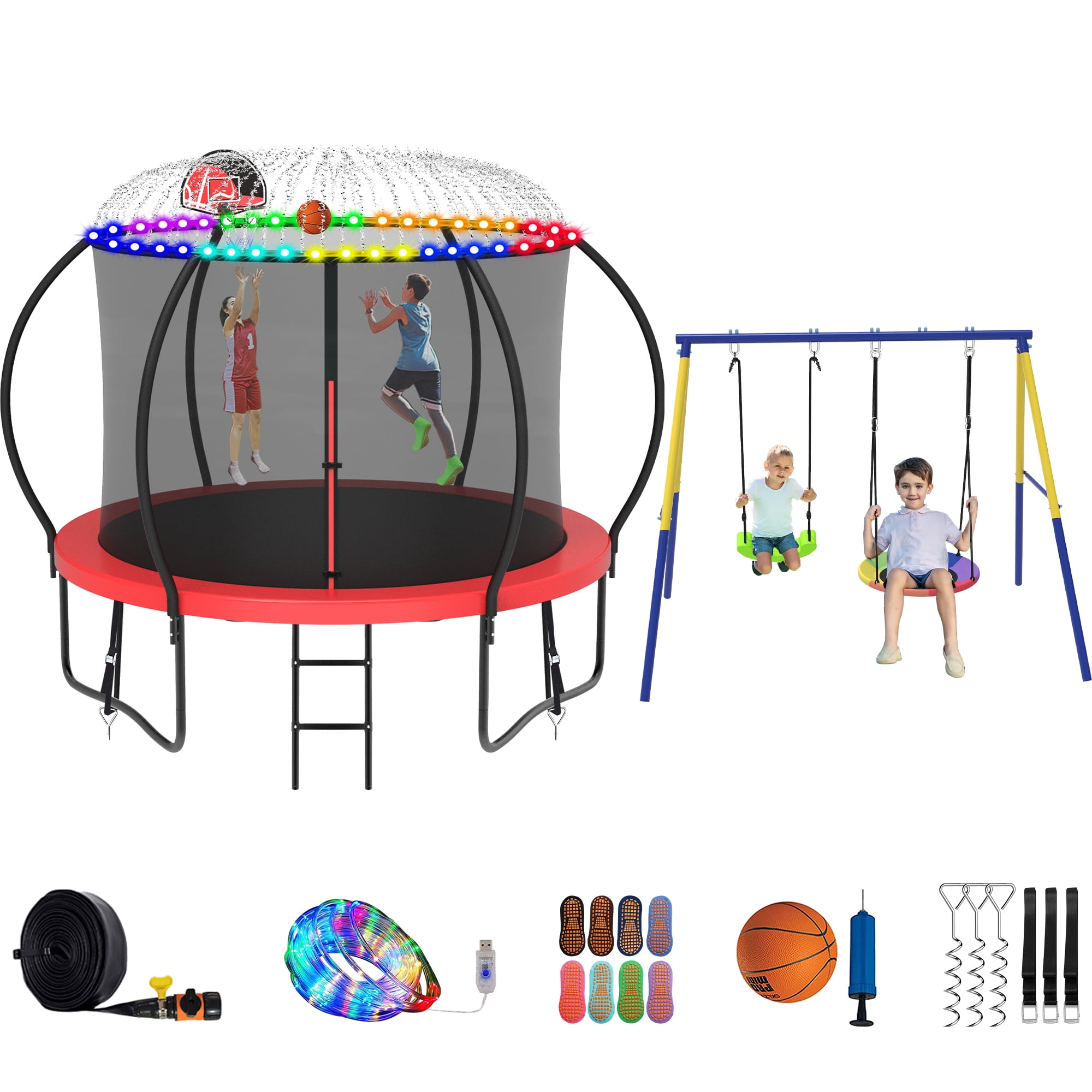 Jump Into Fun Trampoline 8 10 12 14 15 16FT, Trampoline with Enclosure ...