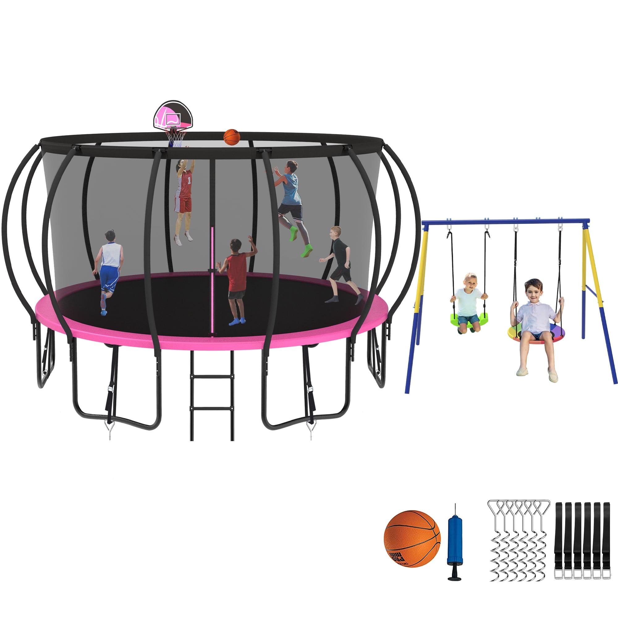 Jump Into Fun Trampoline 8 10 12 14 15 16FT, Trampoline with Enclosure ...