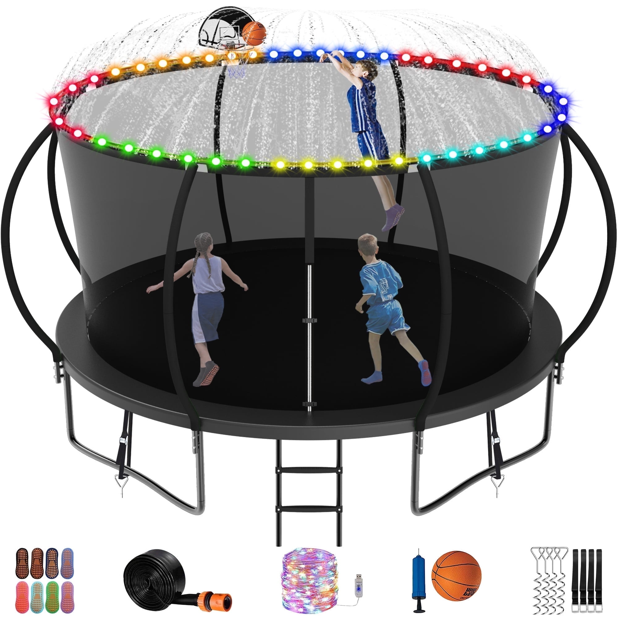 Jump Into Fun Trampoline 12FT, 1200LBS Trampoline for 5-6 Kids/2-3 ...