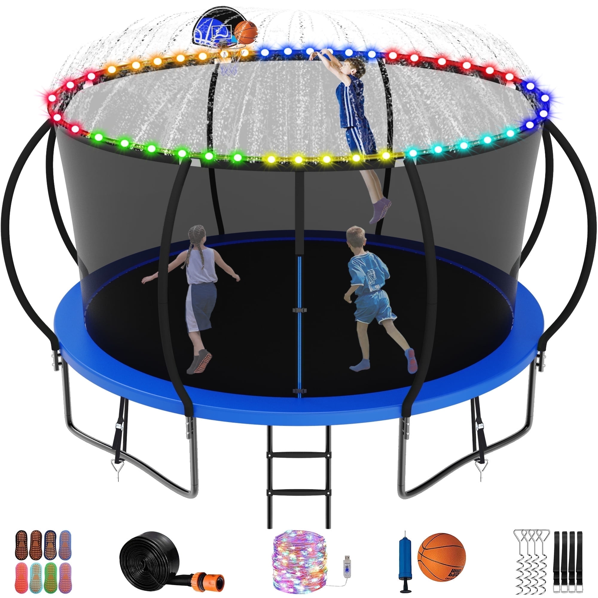Jump Into Fun Trampoline 12FT, 1200LBS Trampoline for 5-6 Kids/2-3 ...