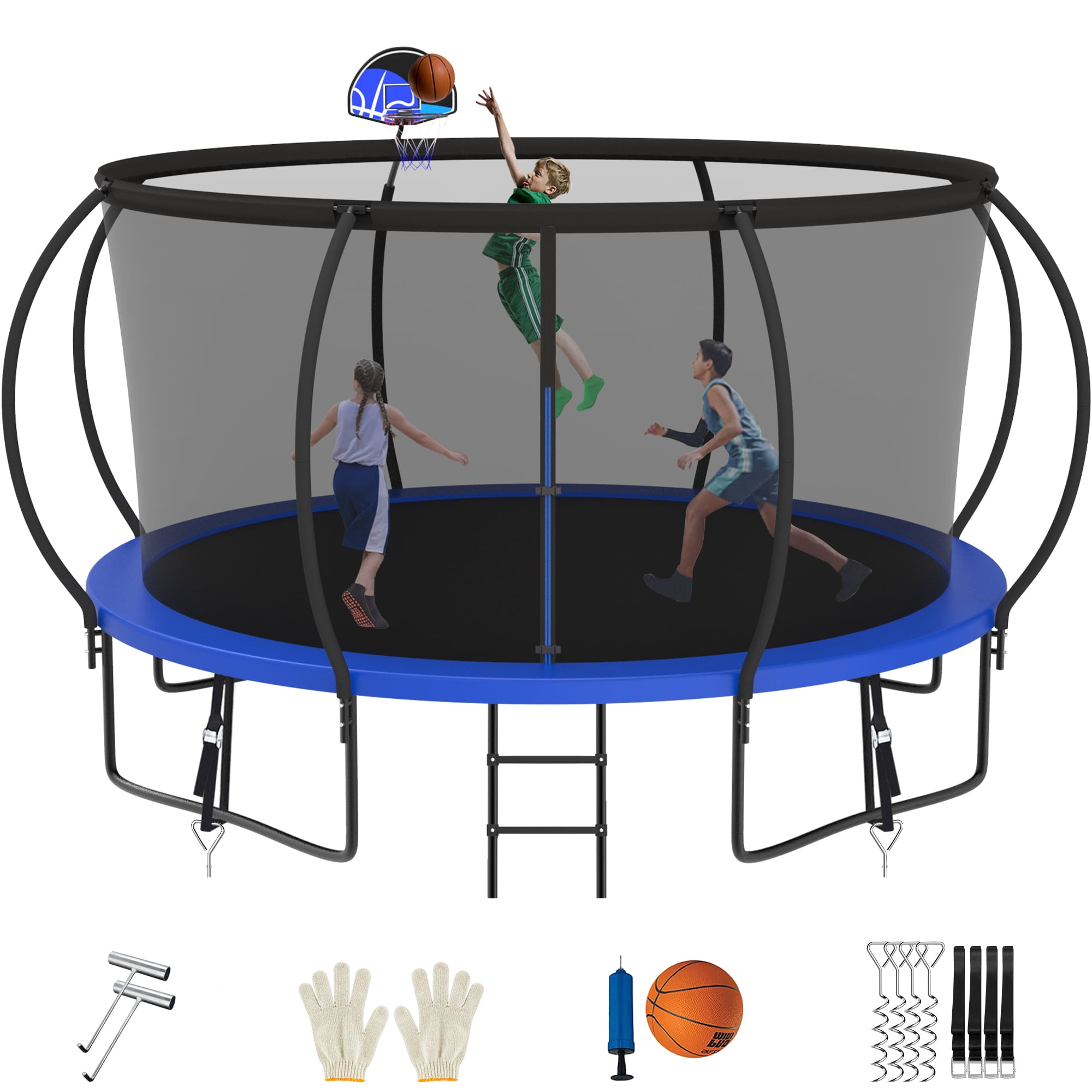 Jump Into Fun Trampoline, 12FT 1200LBS Trampoline for Adults/ 5-6 Kids ...