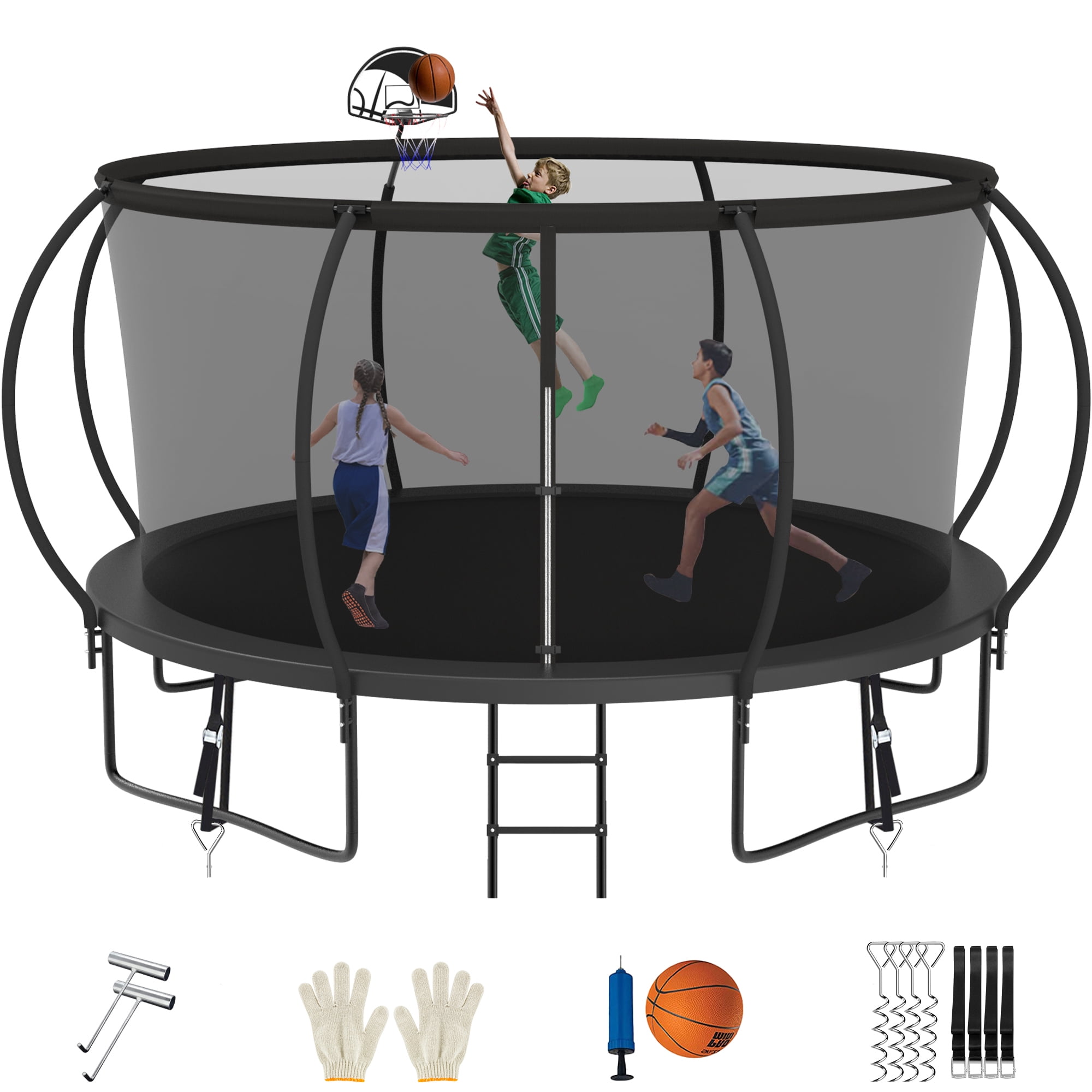 Jump Into Fun Trampoline,, 12FT 1200LBS Trampoline for Adults/ 5-6 Kids ...
