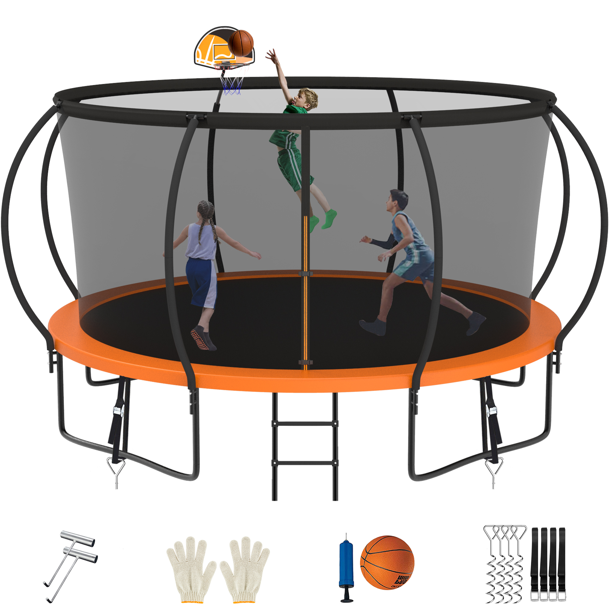 Jump Into Fun Trampoline, 12FT 1200LBS Trampoline for Adults/ 5-6 Kids ...