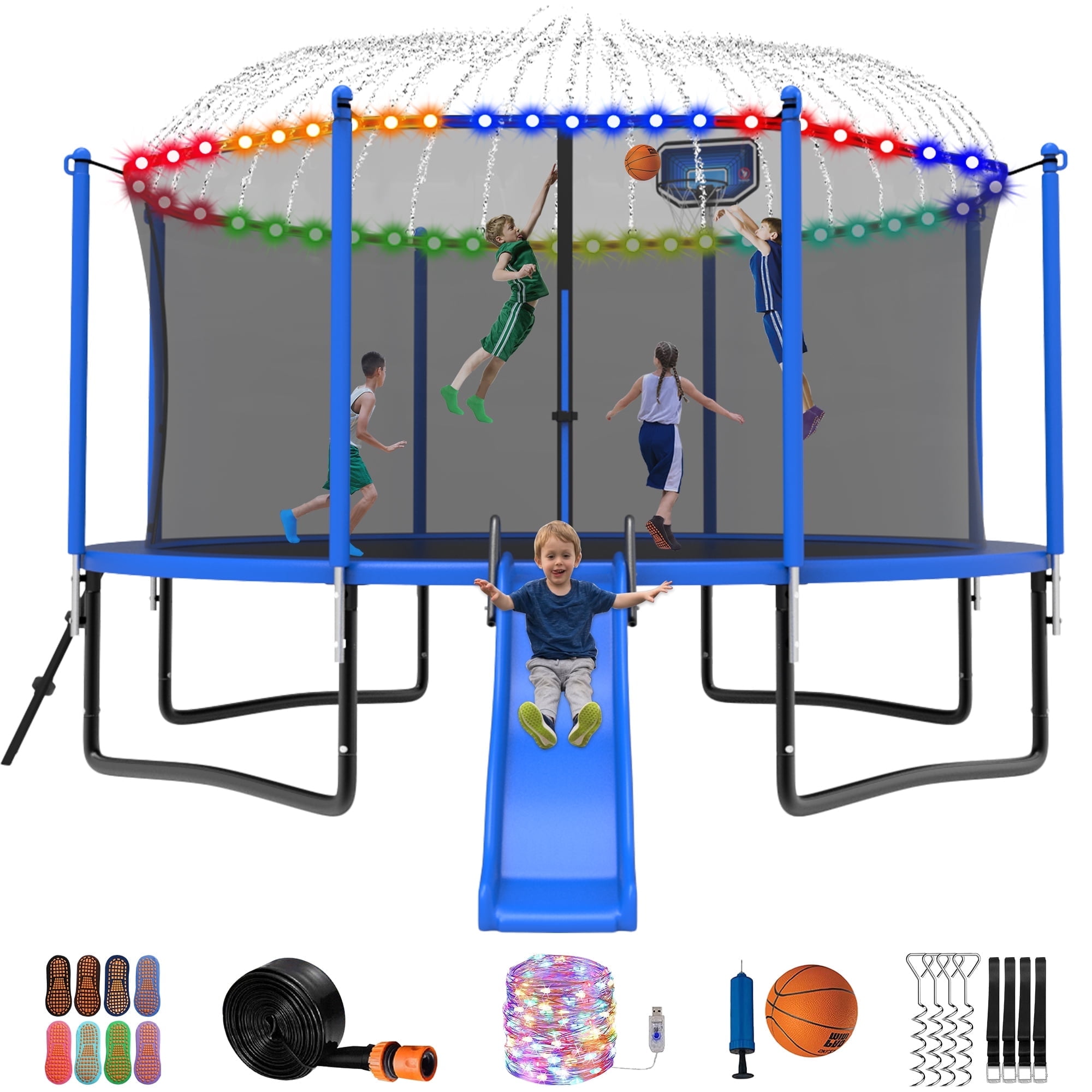 Jump Into Fun Trampoline 12FT 14FT 15FT 16FT, Trampoline with Slide ...