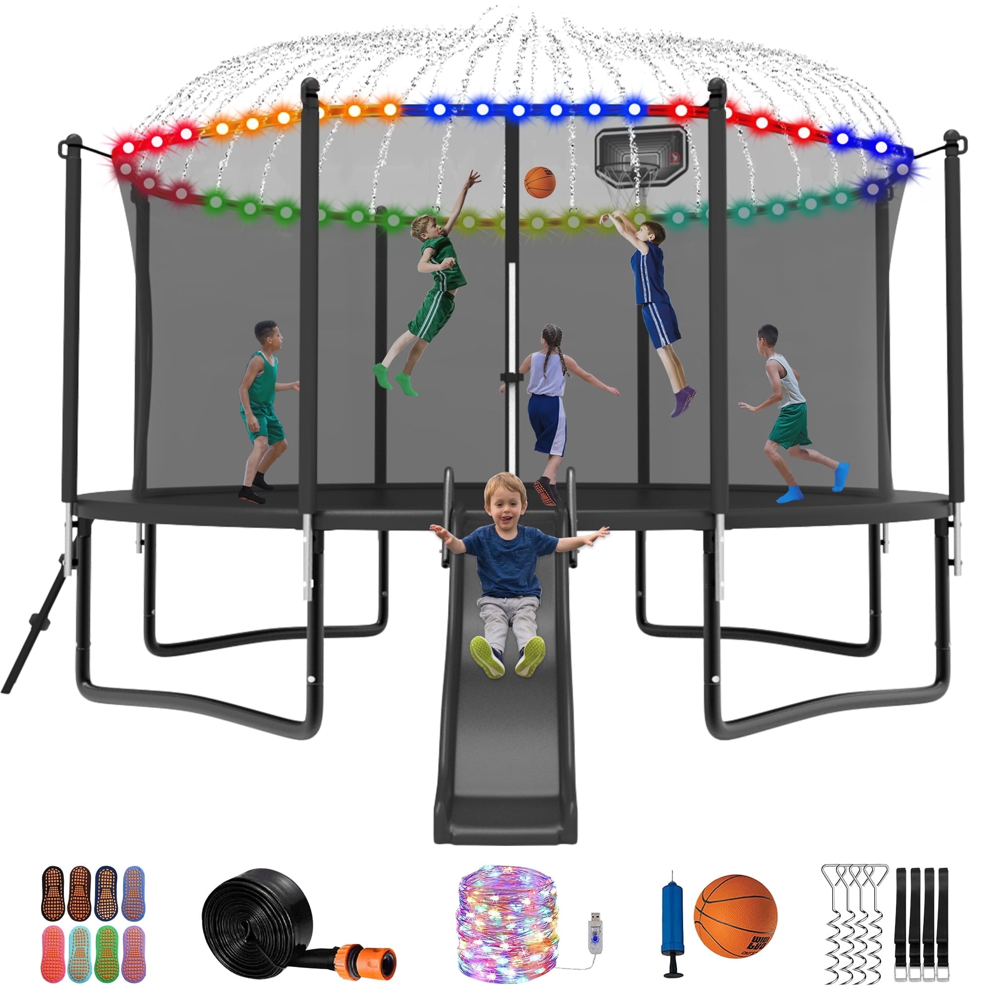 Jump Into Fun Trampoline 12FT 14FT 15FT 16FT, Trampoline with Slide ...