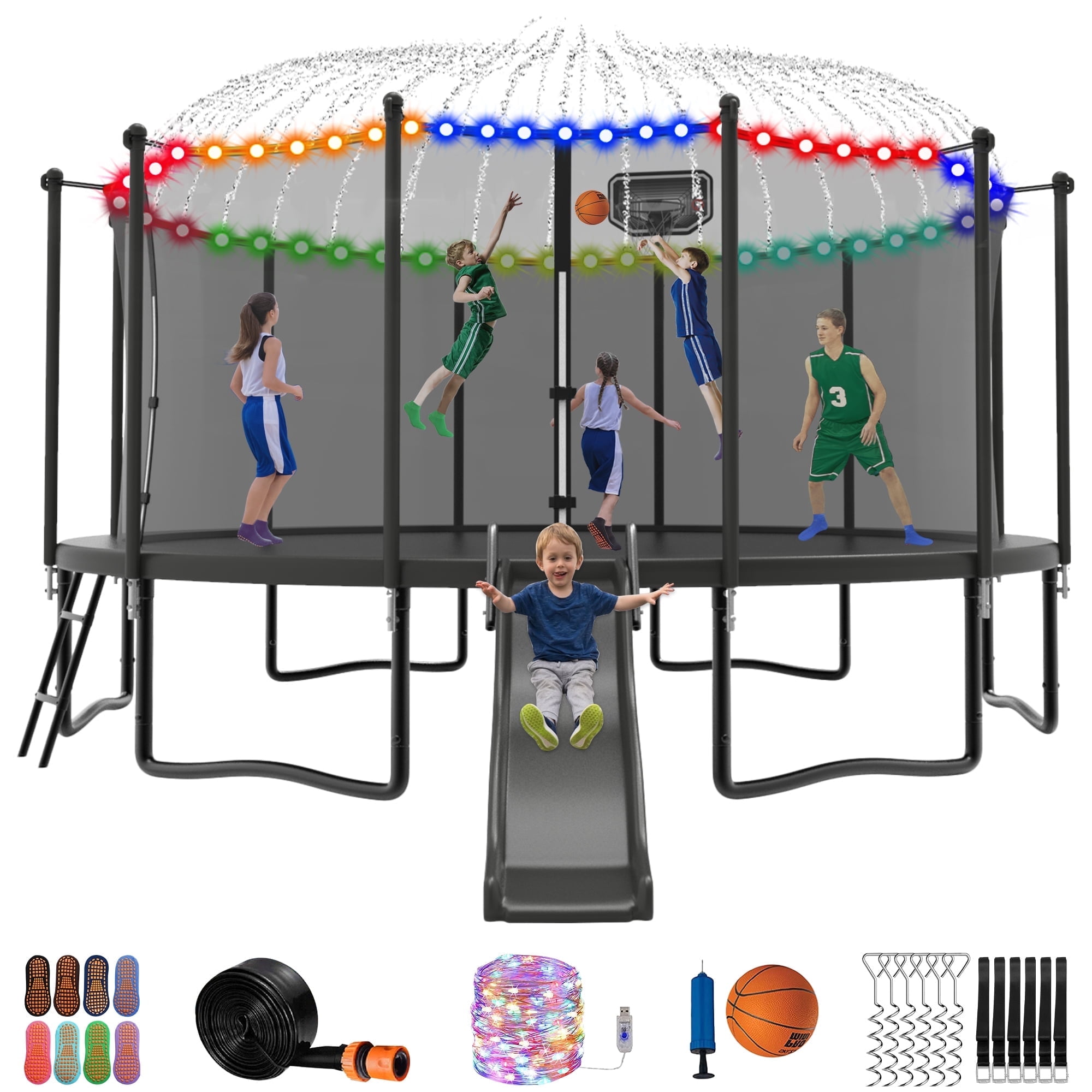 Jump Into Fun Trampoline 12FT 14FT 15FT 16FT, Trampoline with Slide ...