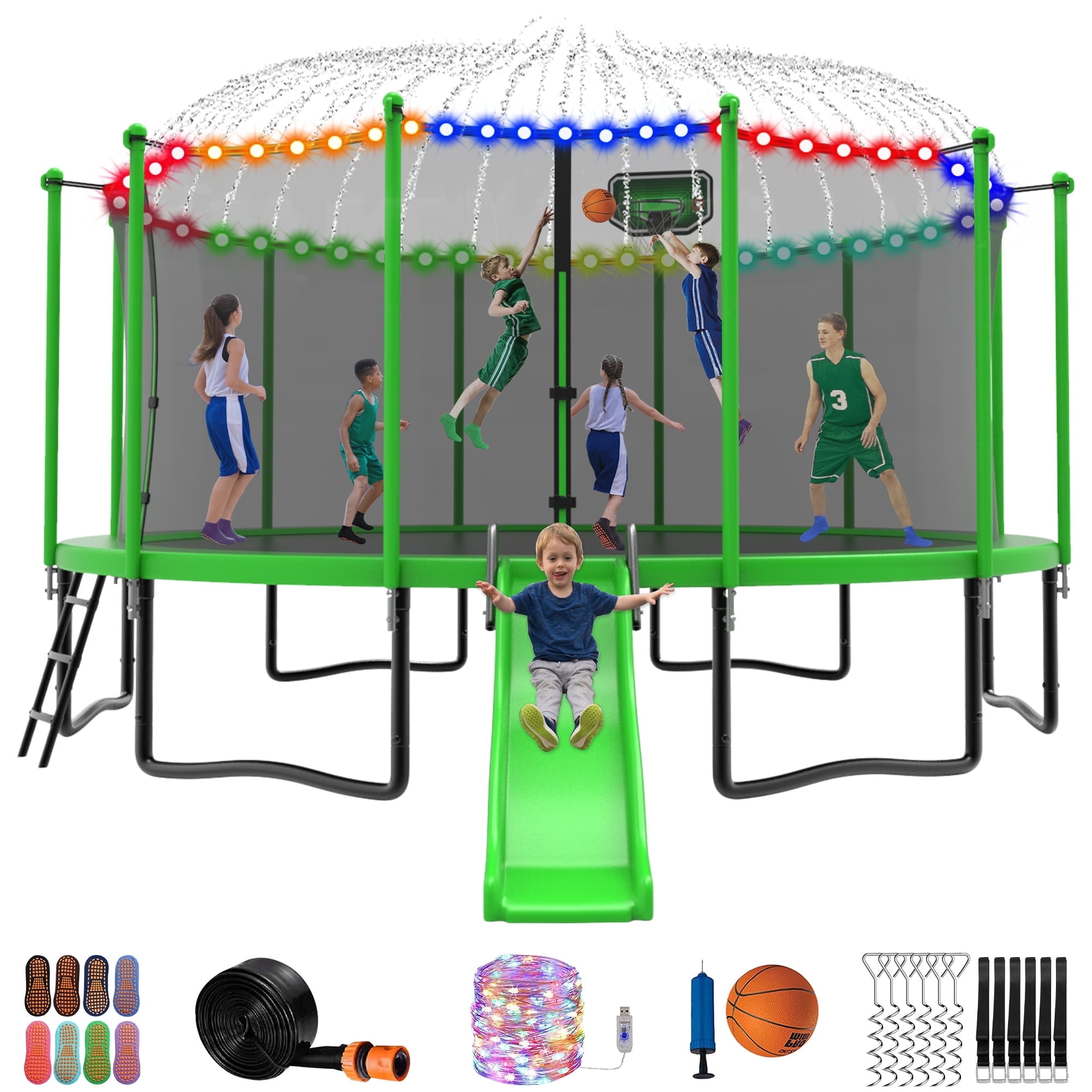 Jump Into Fun Trampoline 12FT 14FT 15FT 16FT, Trampoline with Slide ...