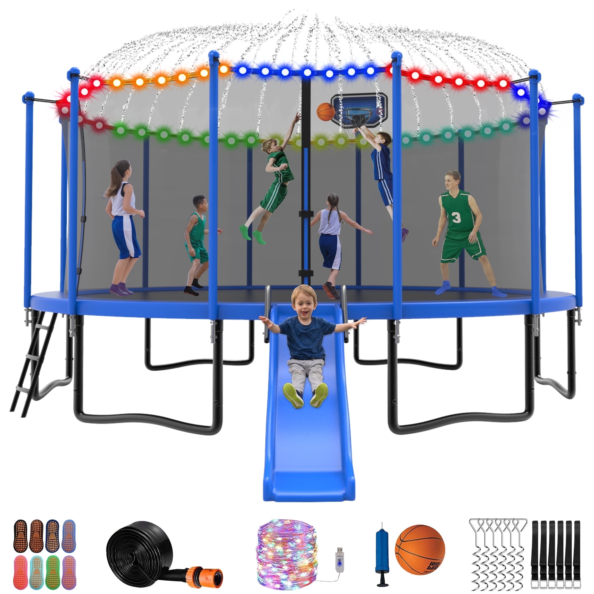Jump Into Fun Trampoline 12FT 14FT 15FT 16FT, Trampoline with Slide ...