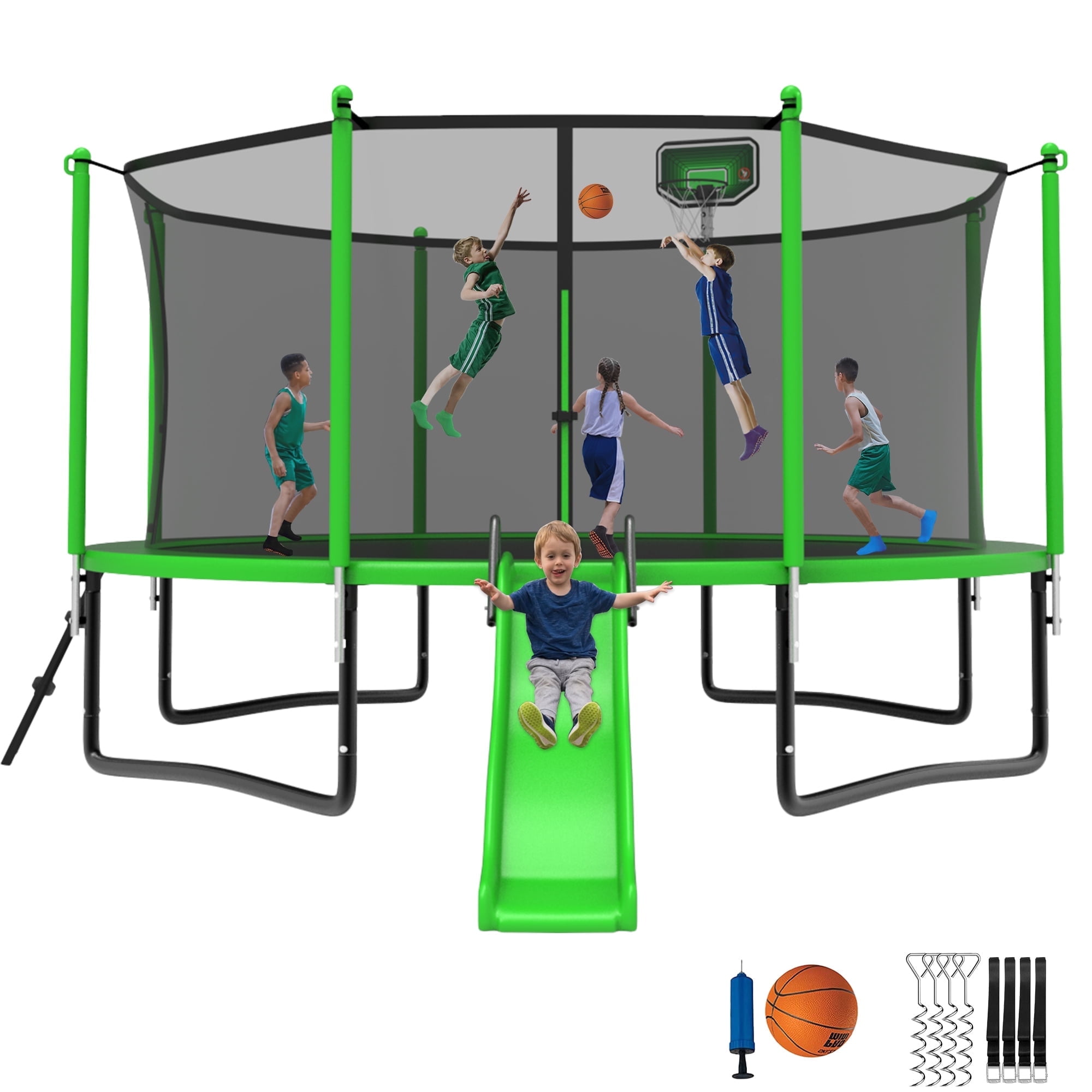 Jump Into Fun Trampoline 12FT 14FT 15FT 16FT, Trampoline with Slide ...