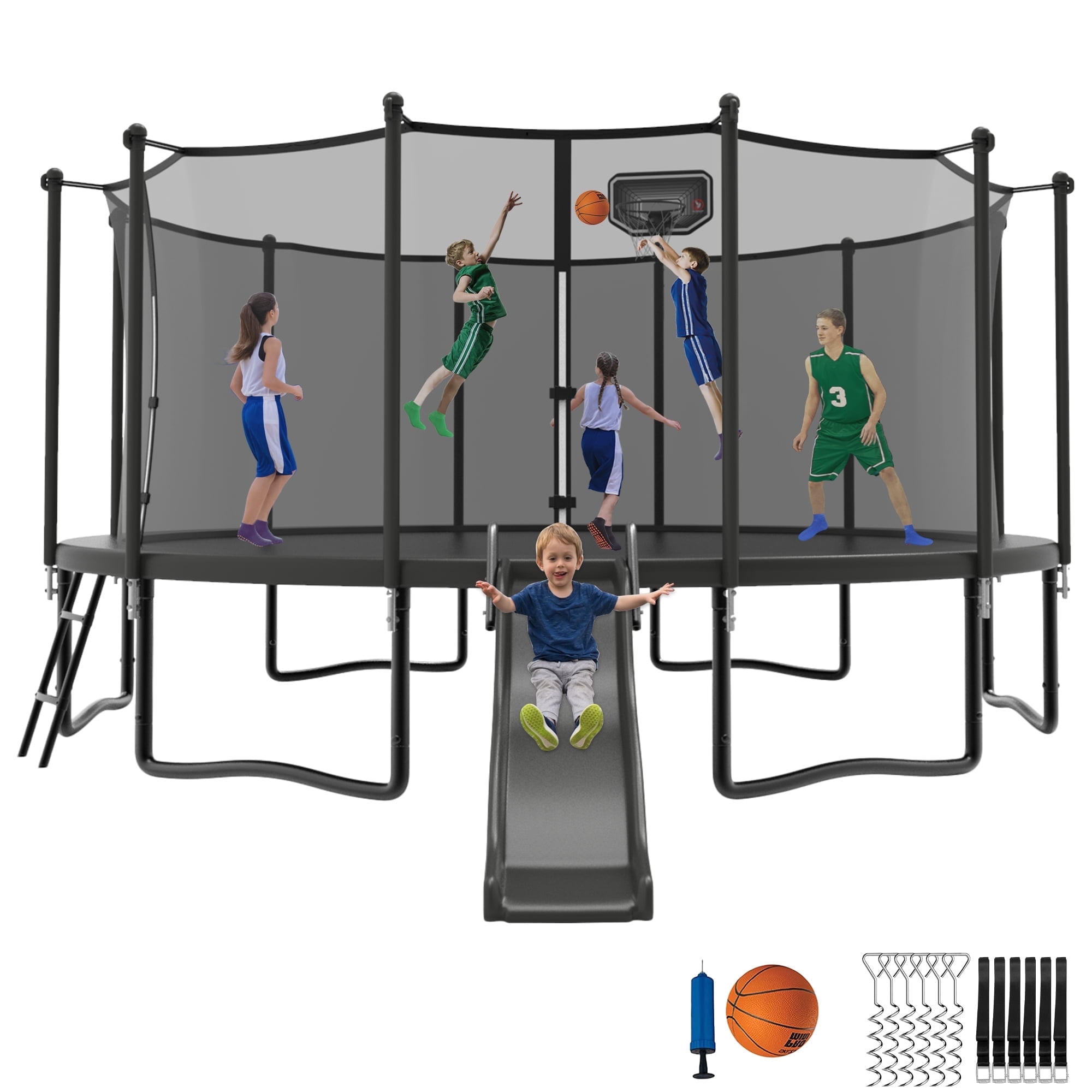 Jump Into Fun Trampoline 12FT 14FT 15FT 16FT, Trampoline with Slide ...