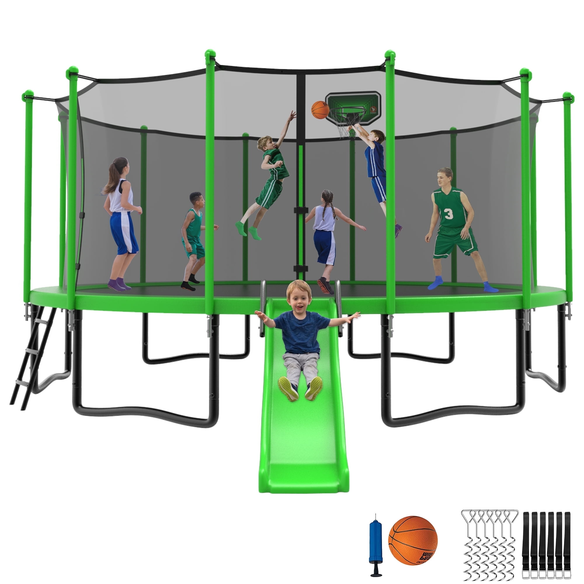Jump Into Fun Trampoline 12FT 14FT 15FT 16FT, Trampoline with Slide ...
