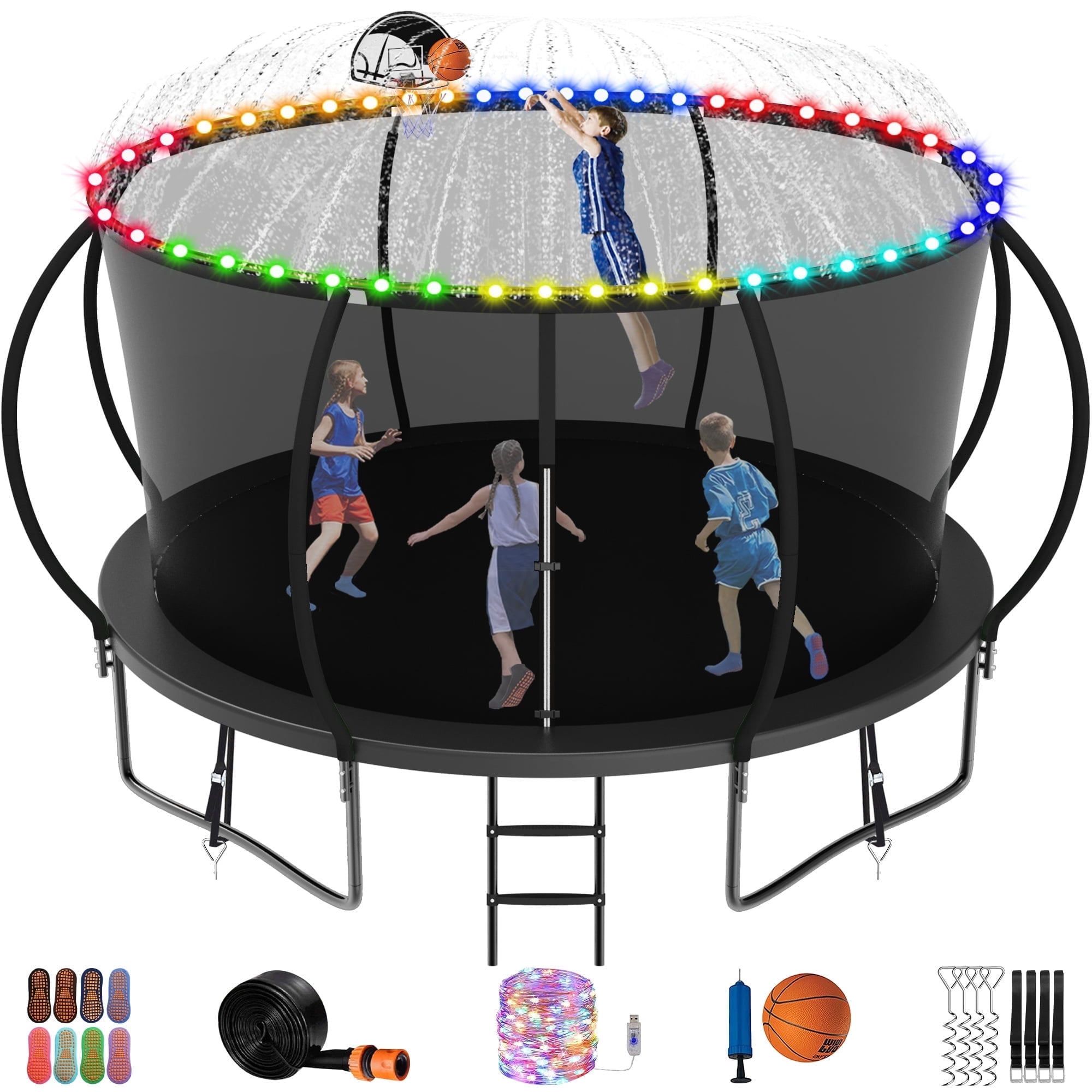 Jump Into Fun Trampoline 14FT, 1400LBS Trampoline for 6-7 Kids/3-4 ...