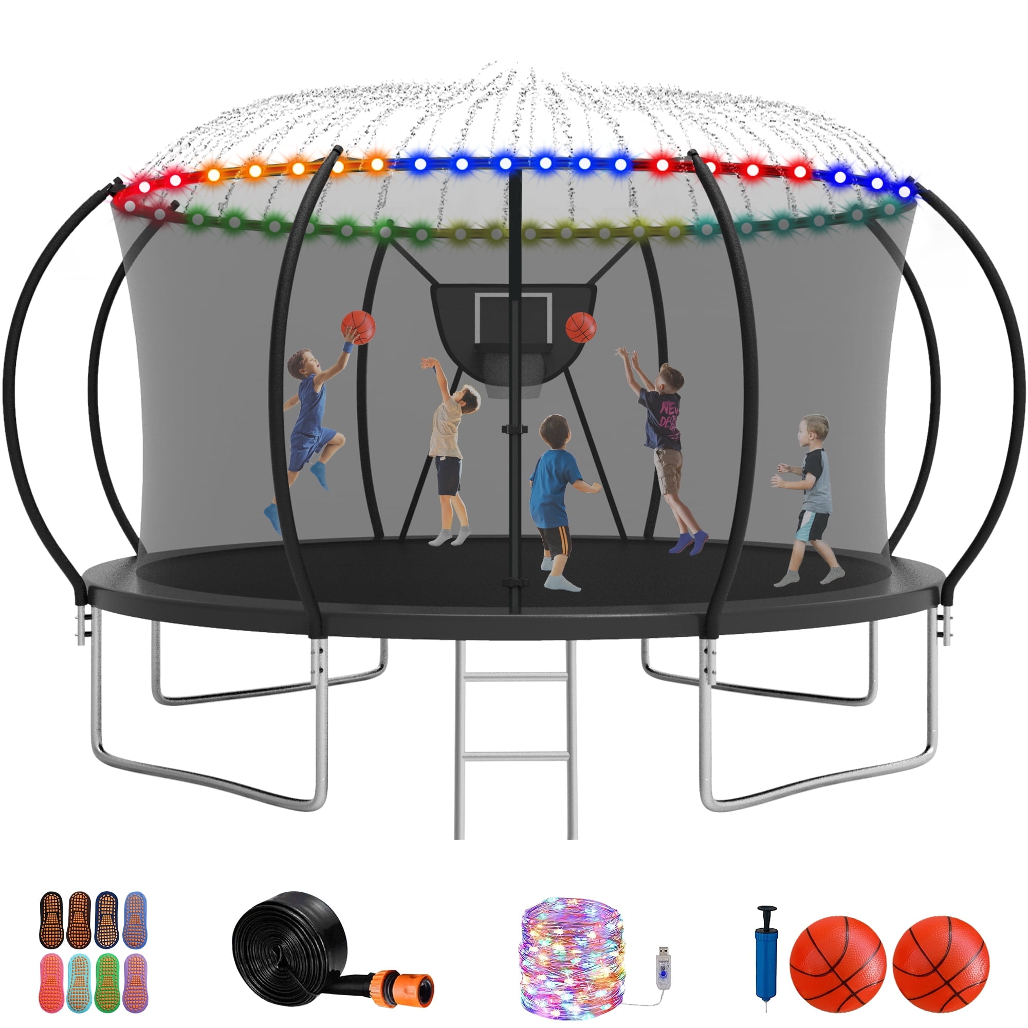 Jump Into Fun Trampoline 14FT, 1400LBS Trampoline for 6-7 Kids ...