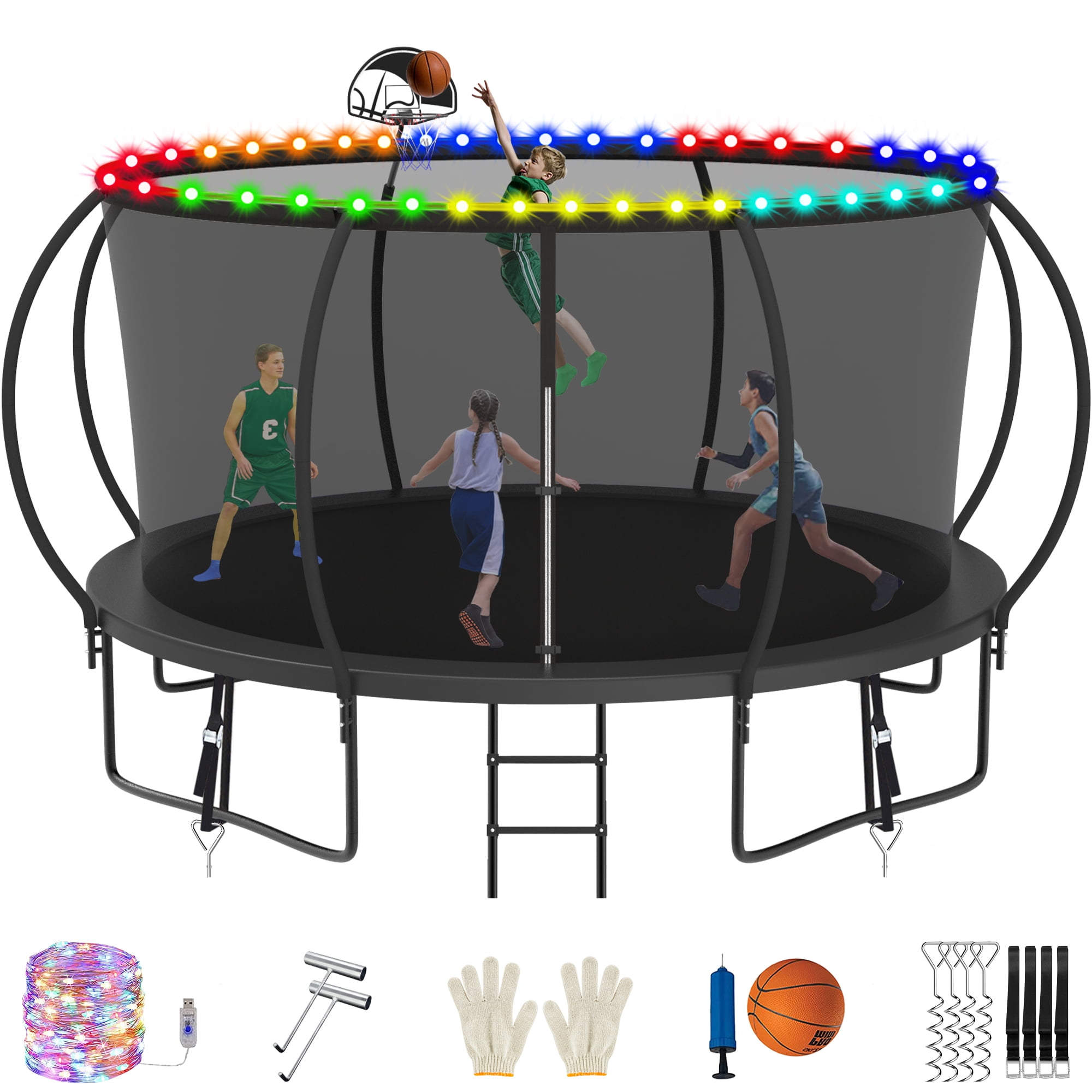Jump Into Fun Trampoline, 14FT 1400LBS Trampoline for 6-7 Kids, Pumpkin ...