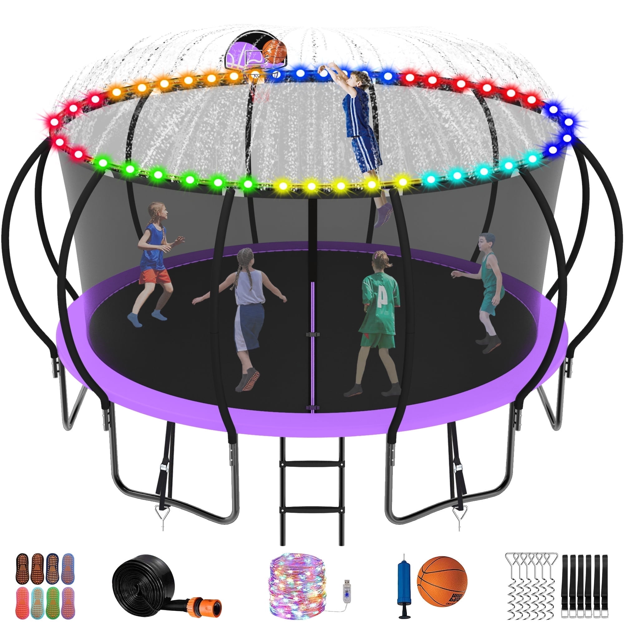 Jump Into Fun Trampoline 15FT, 1500LBS Trampoline for 7-8 Kids/3-5 ...