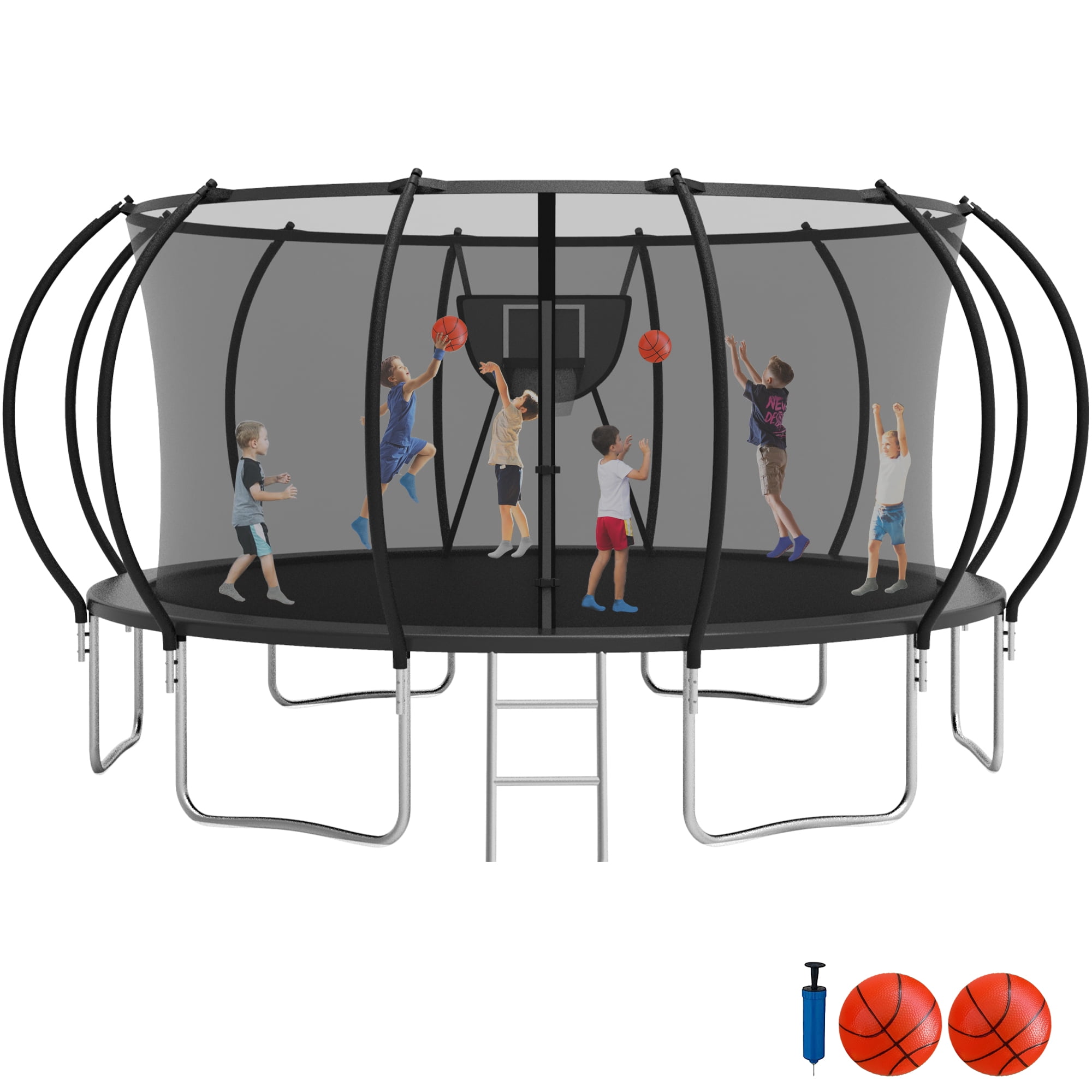 Jump Into Fun Trampoline, 15FT 1500LBS Trampoline for Adults and Kids ...