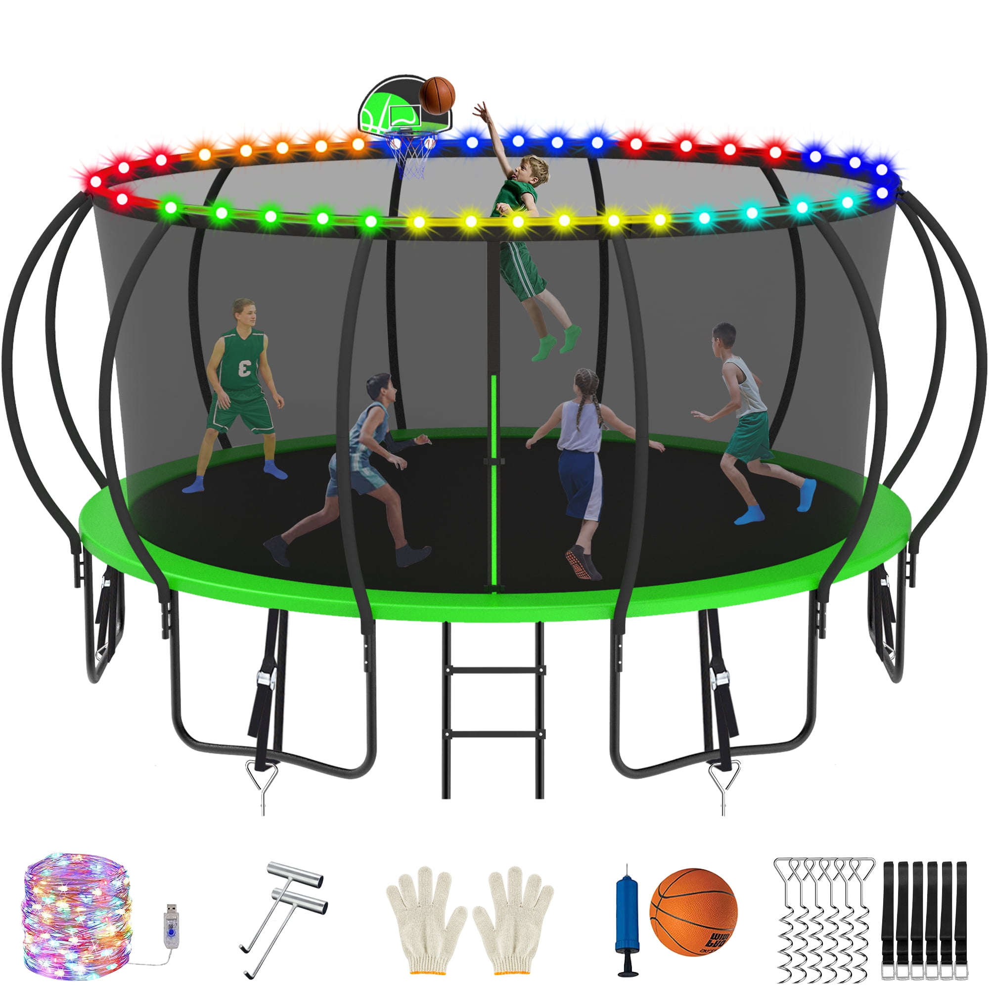 Jump Into Fun Trampoline, 15FT 1500LBS Trampoline for 7-8 Kids, Pumpkin ...