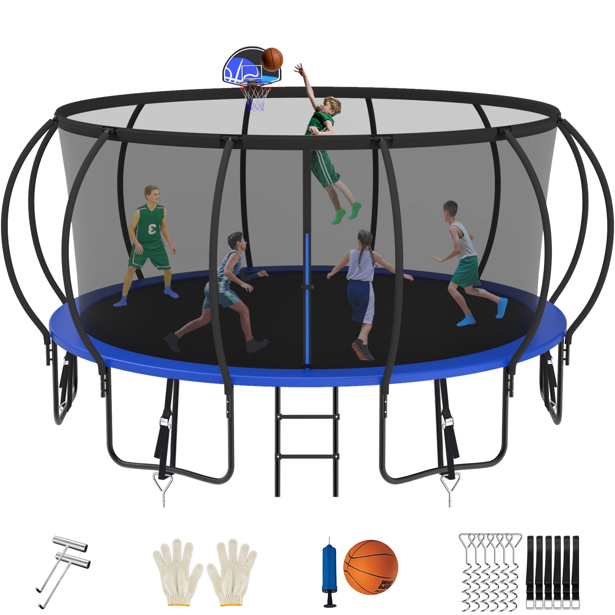 Jump Into Fun Trampoline, 15FT 1500LBS Trampoline for Adults/ 7-8 Kids ...
