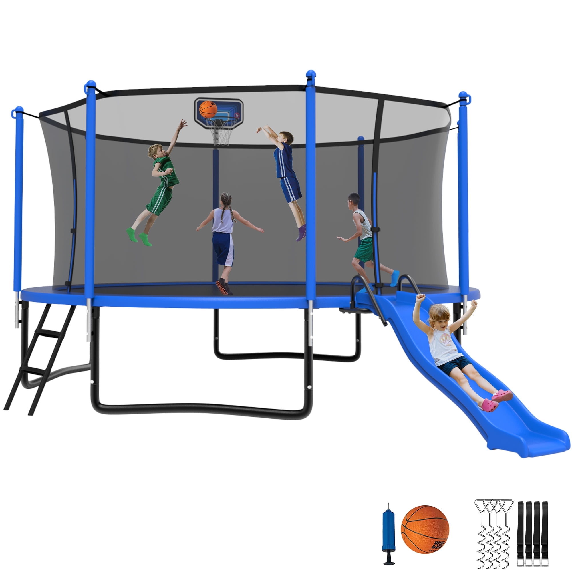 Jump Into Fun Trampoline 16 15 14 12FT for 5-7 Kids/ 1-2 Adults ...