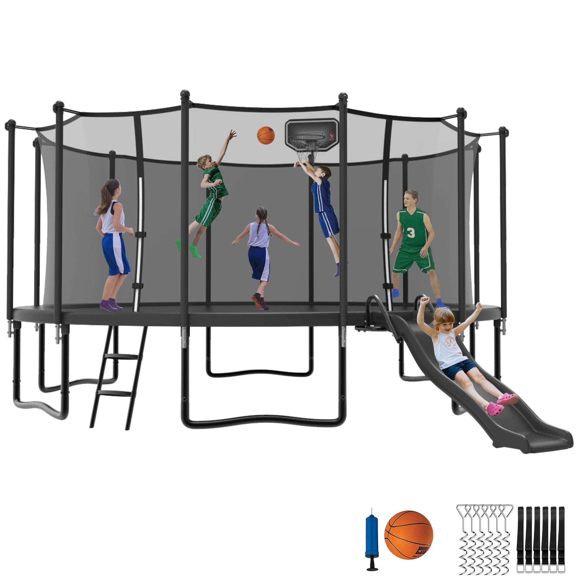Jump Into Fun Trampoline 16 15 14 12FT for 7-8 Kids/ 3-4 Adults ...