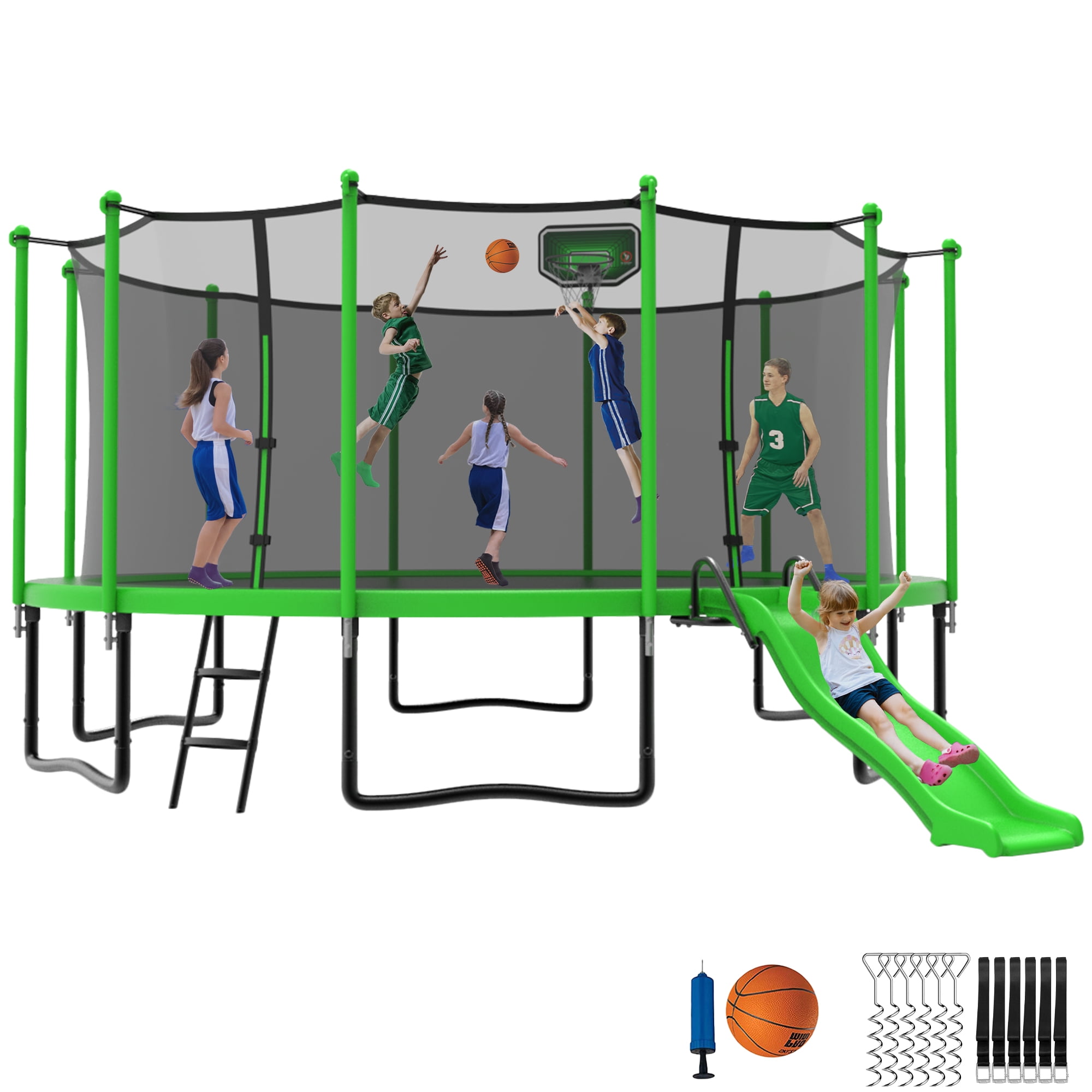 Jump Into Fun Trampoline 16 15 14 12FT for 7-8 Kids/ 3-4 Adults ...
