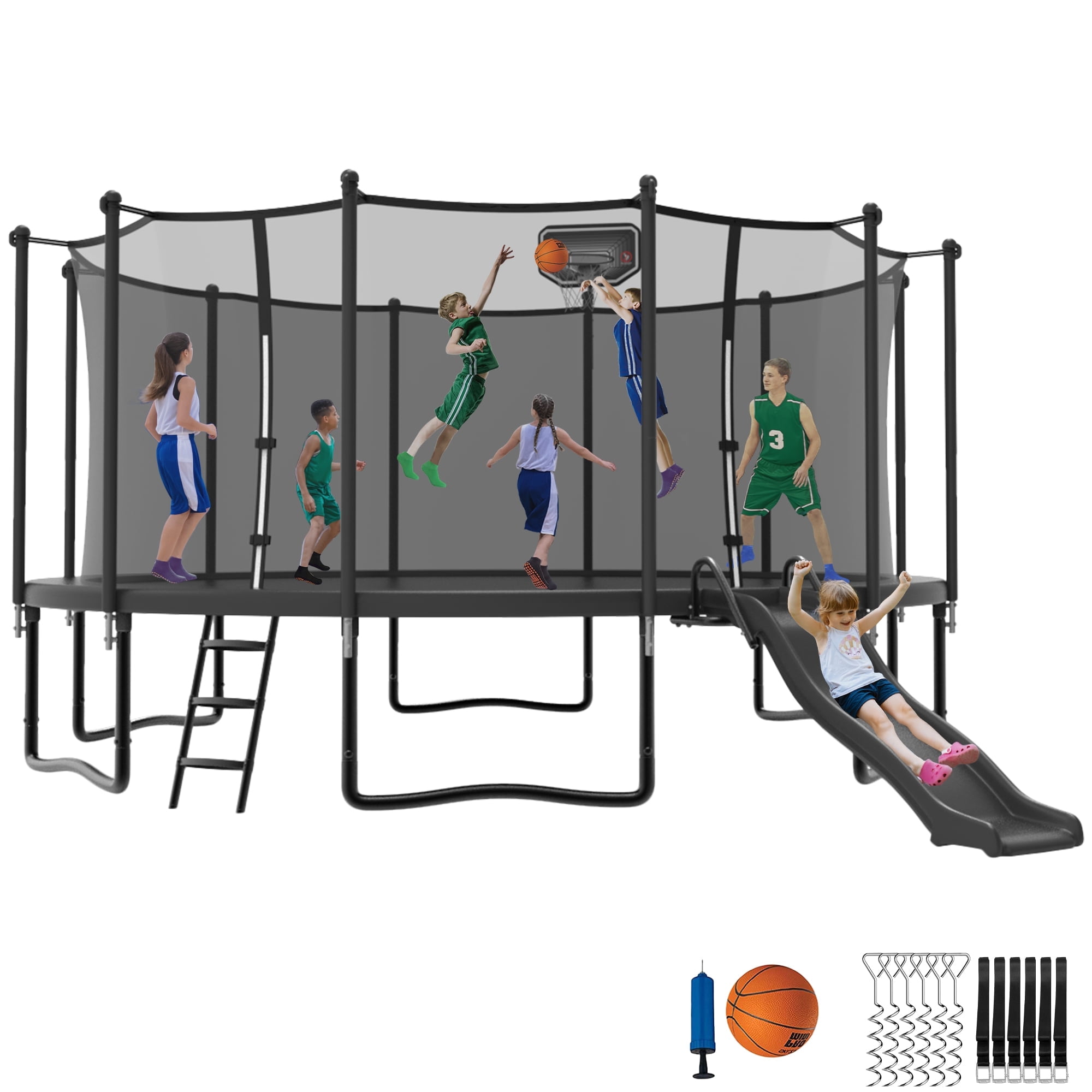 Jump Into Fun Trampoline 16 15 14 12FT for 9-10 Kids/ 4-5 Adults ...
