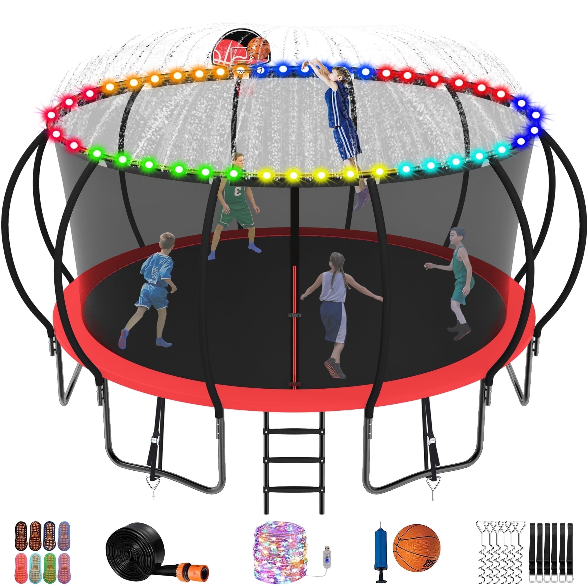 Jump Into Fun Trampoline 16FT, 1500LBS Trampoline for 8-10 Kids/4-6 ...