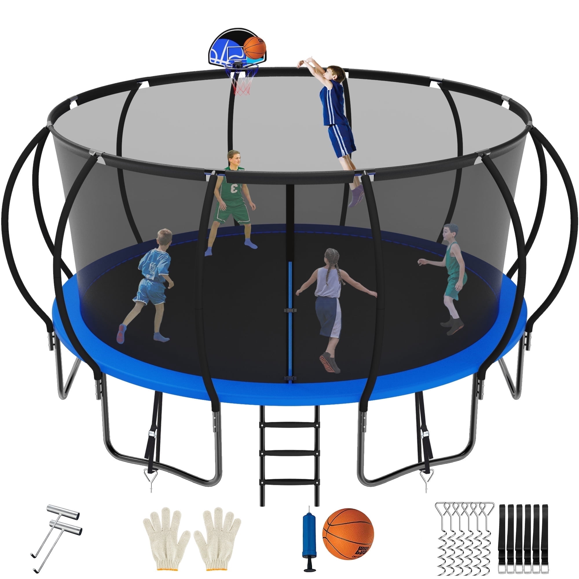 Jump Into Fun Trampoline 16FT, 1500LBS Trampoline for 8-10 Kids/5-6 ...