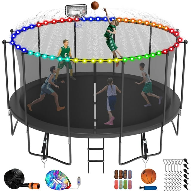 Jump Into Fun Trampoline 8 10 12 14 15 16FT, 1500LBS Trampoline for ...