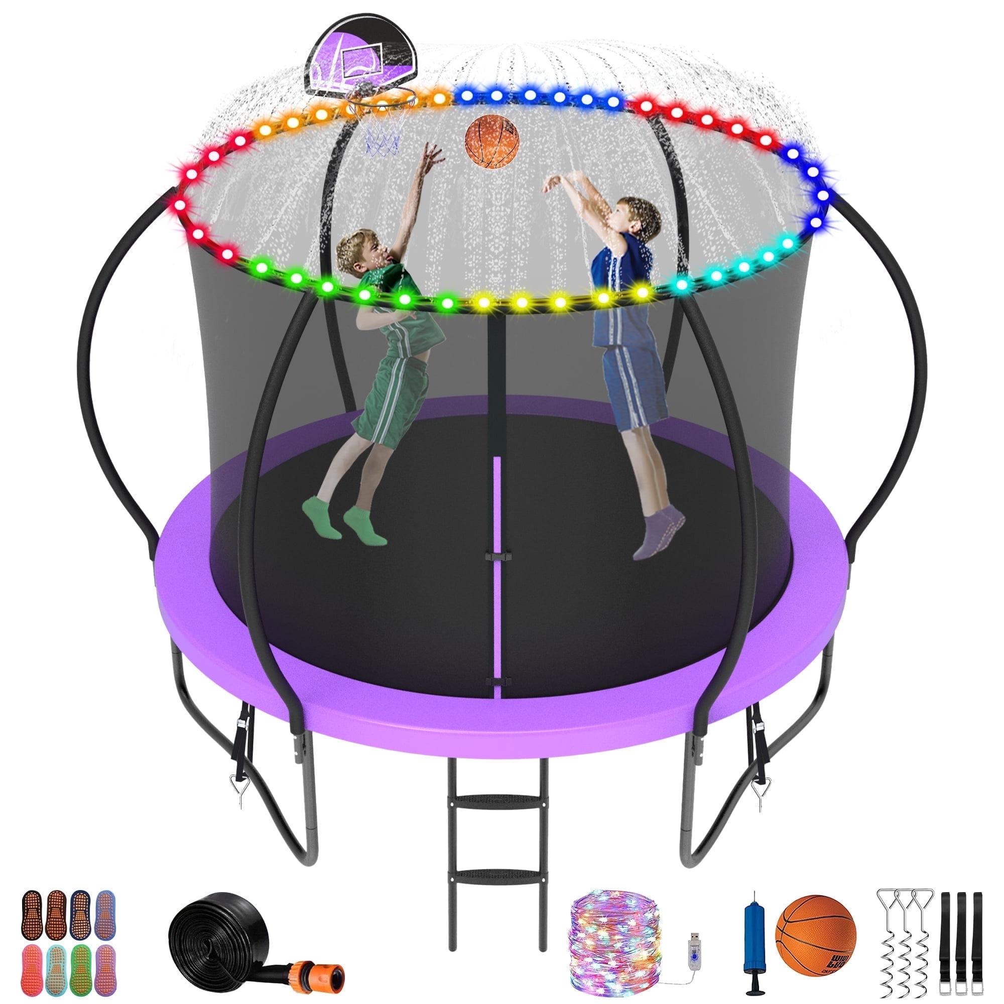 Jump Into Fun Trampoline 8FT, 800LBS Trampoline for 2-3 Kids Adults ...