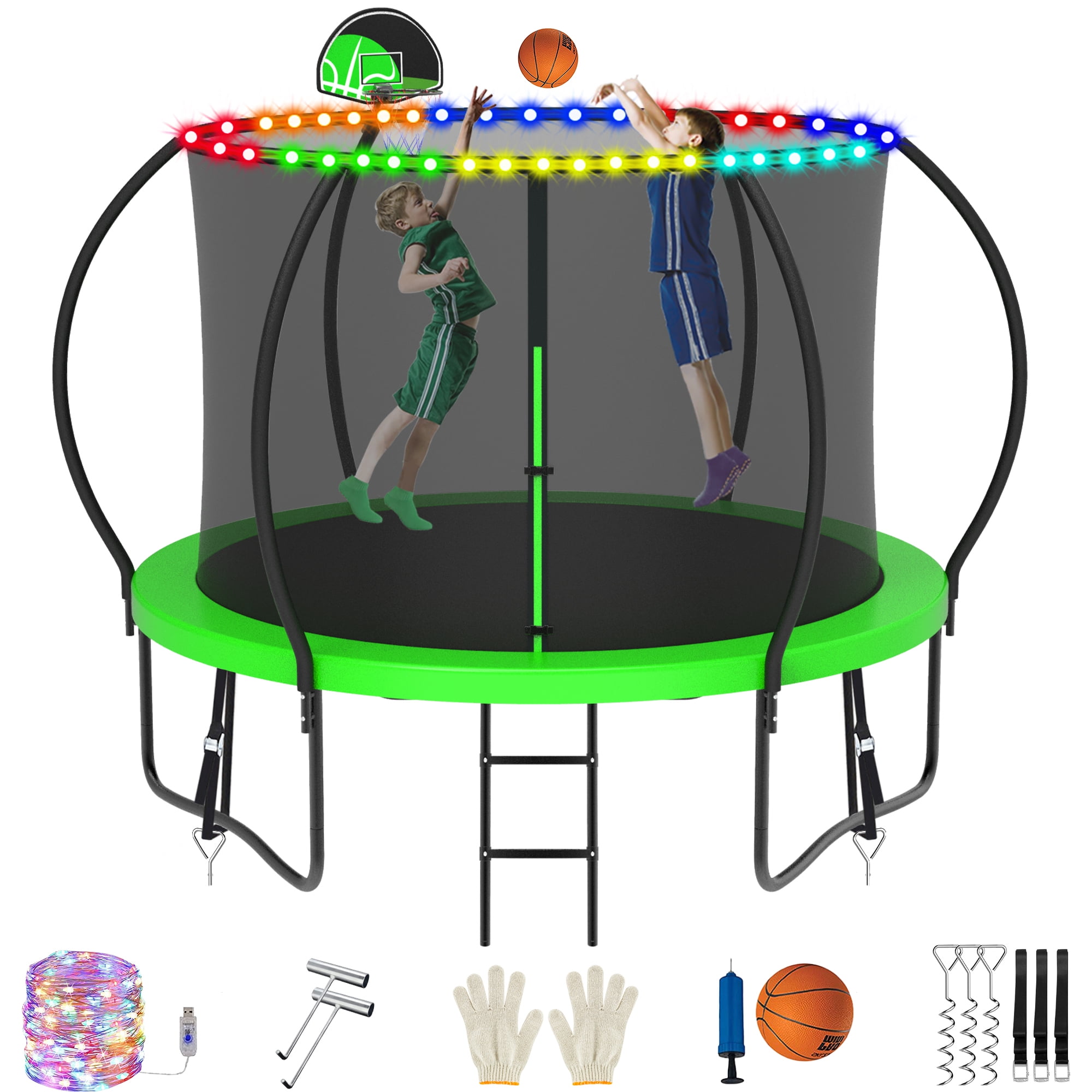 Jump Into Fun Trampoline, 8FT 800LBS Trampoline for 3-4 Kids, Pumpkin ...