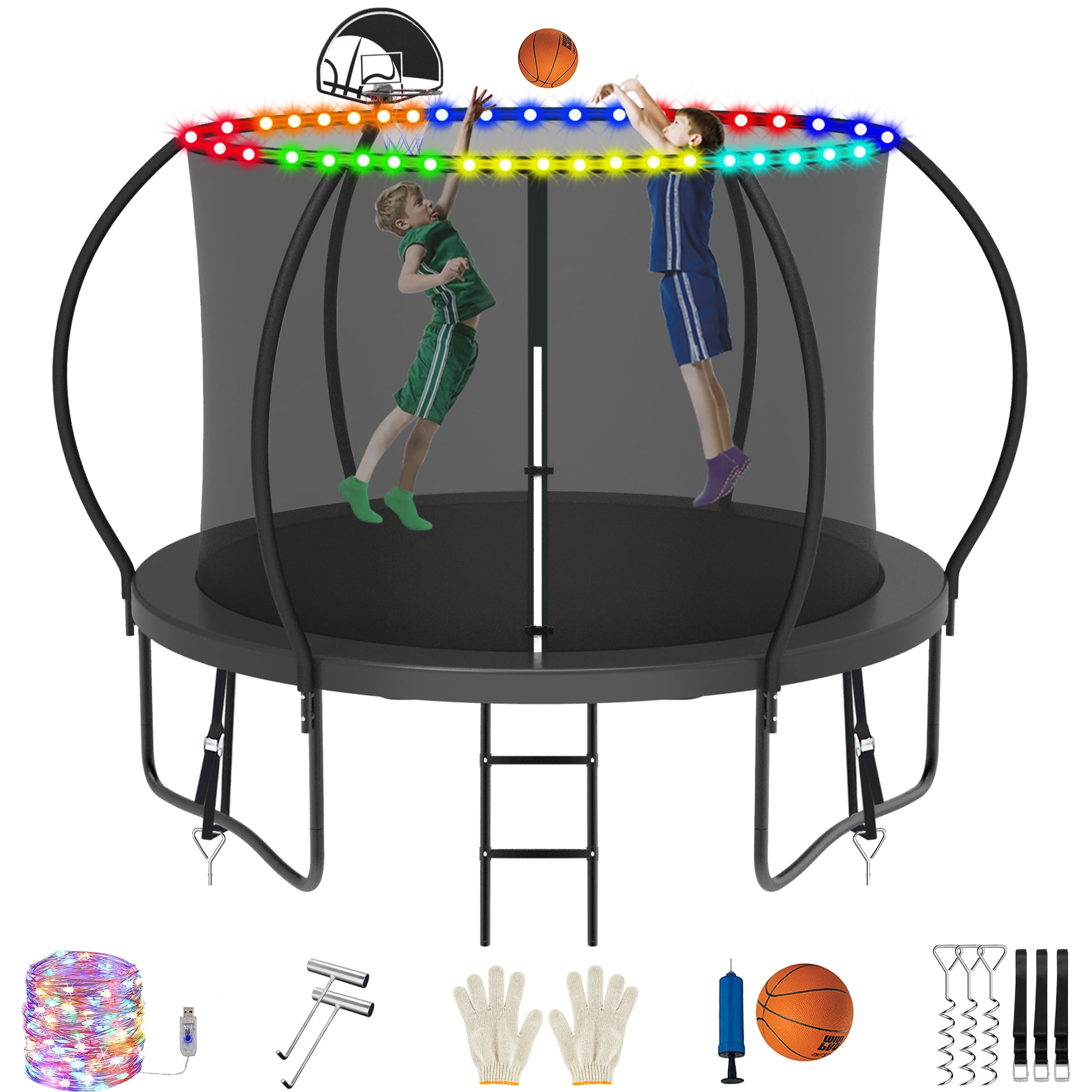 Jump Into Fun Trampoline, 8FT 800LBS Trampoline for 3-4 Kids, Pumpkin ...