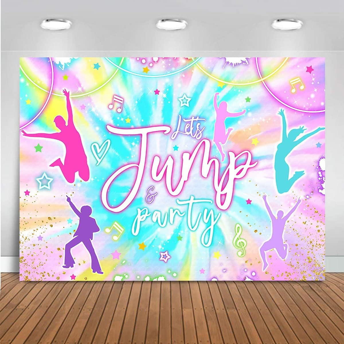 Let's Jump Party Backdrop Colorful Rainbow Bounce House Jump Theme ...