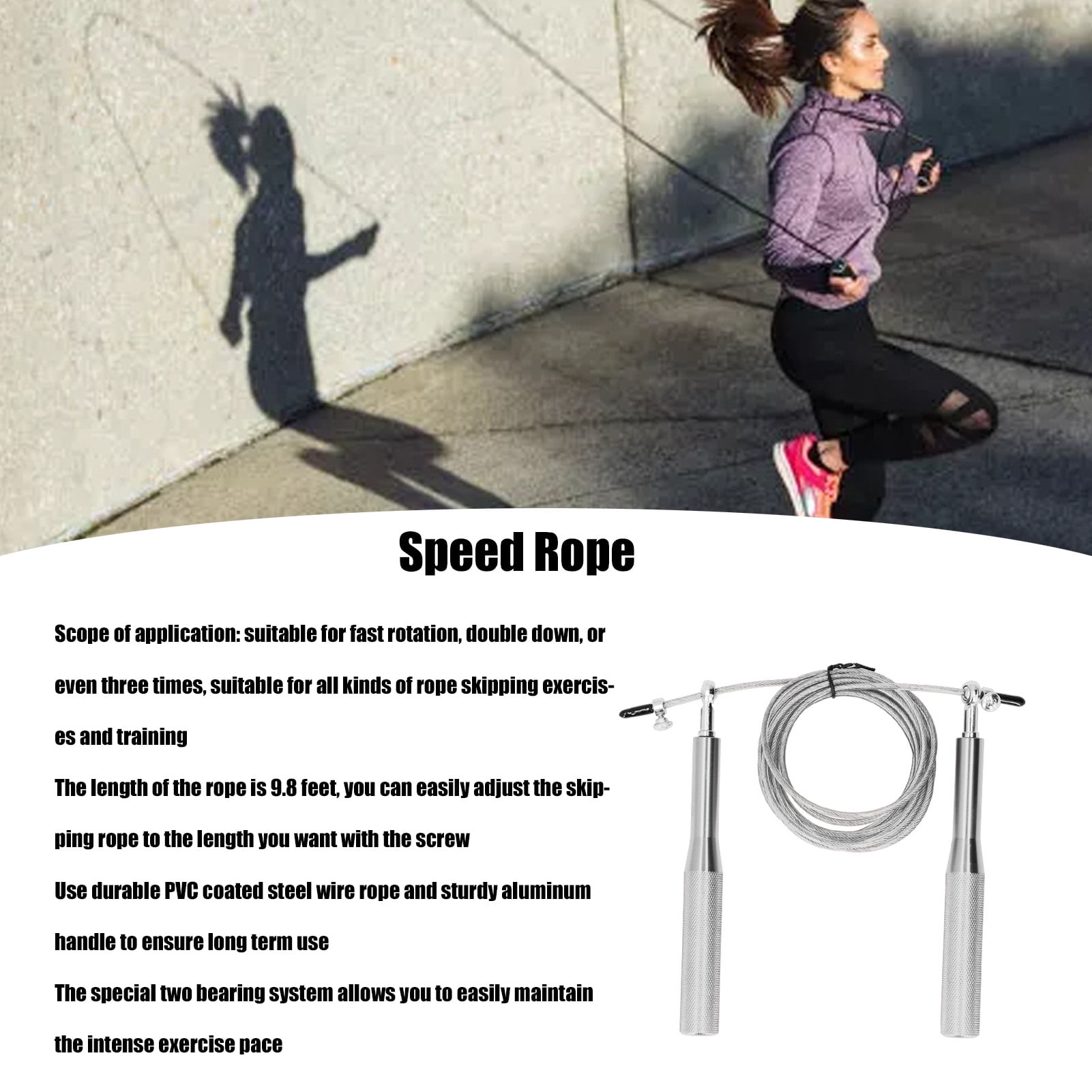 Jump Rope, Adjustable Handles for Men Women and Kids, Rapid Speed ...