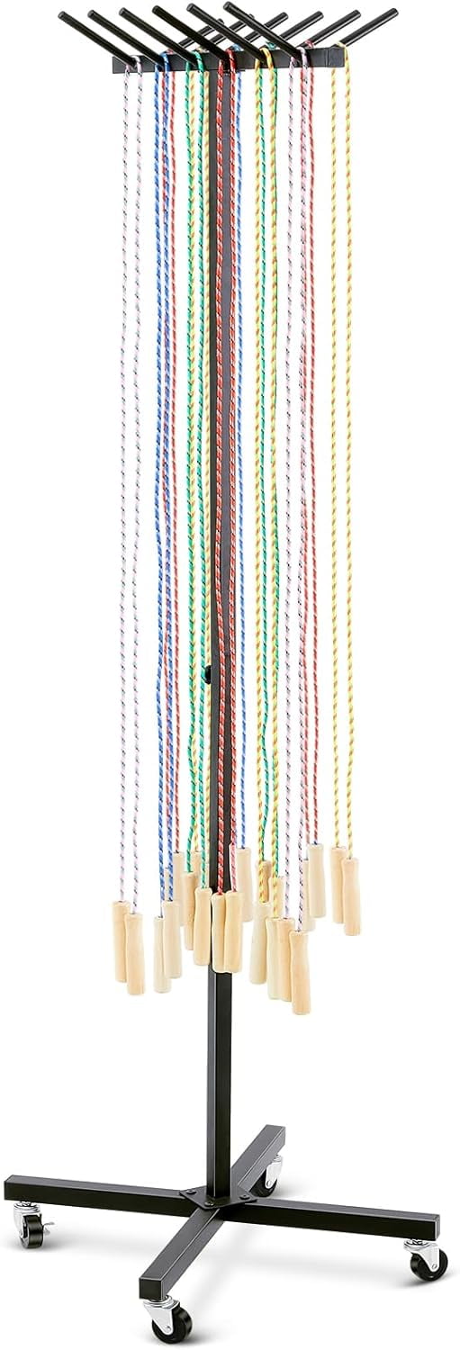 Jump Rope Cart with Wheels Jump Rope Tree Black Sports Equipment Cart ...